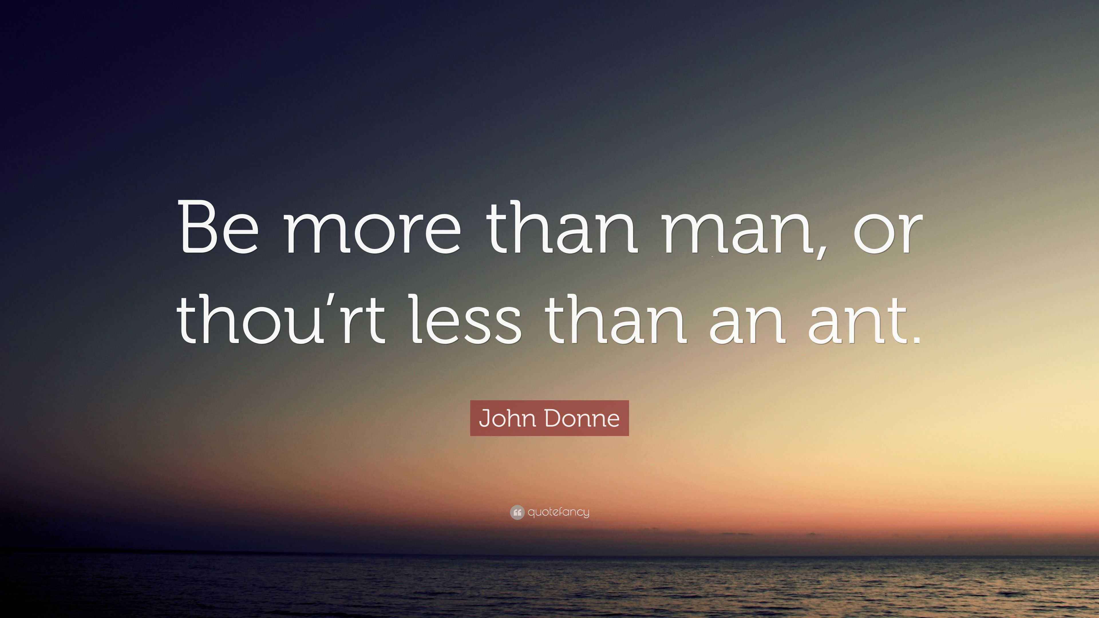 John Donne Quote: “Be more than man, or thou’rt less than an ant.”