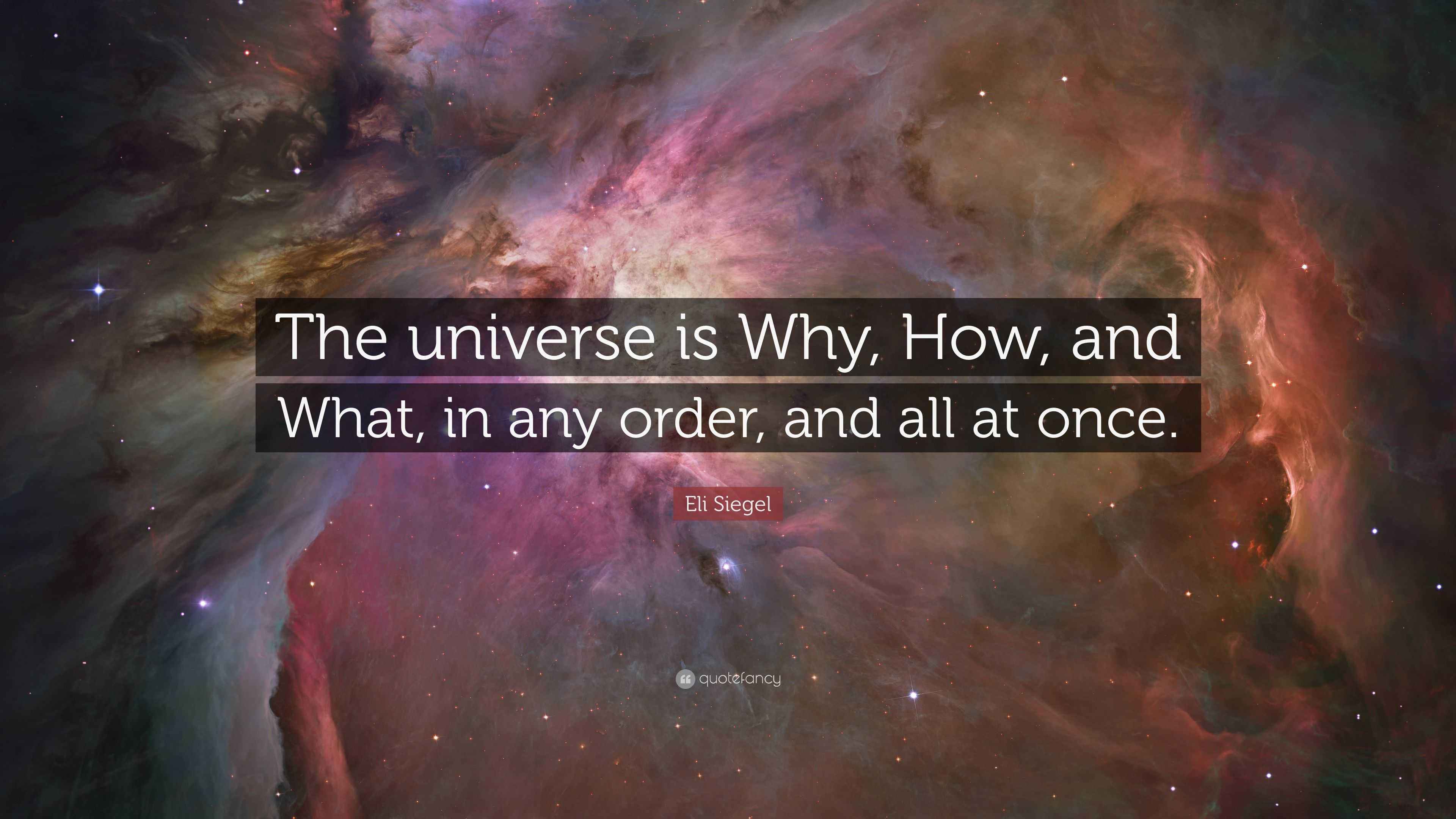 Eli Siegel Quote: “The universe is Why, How, and What, in any order ...
