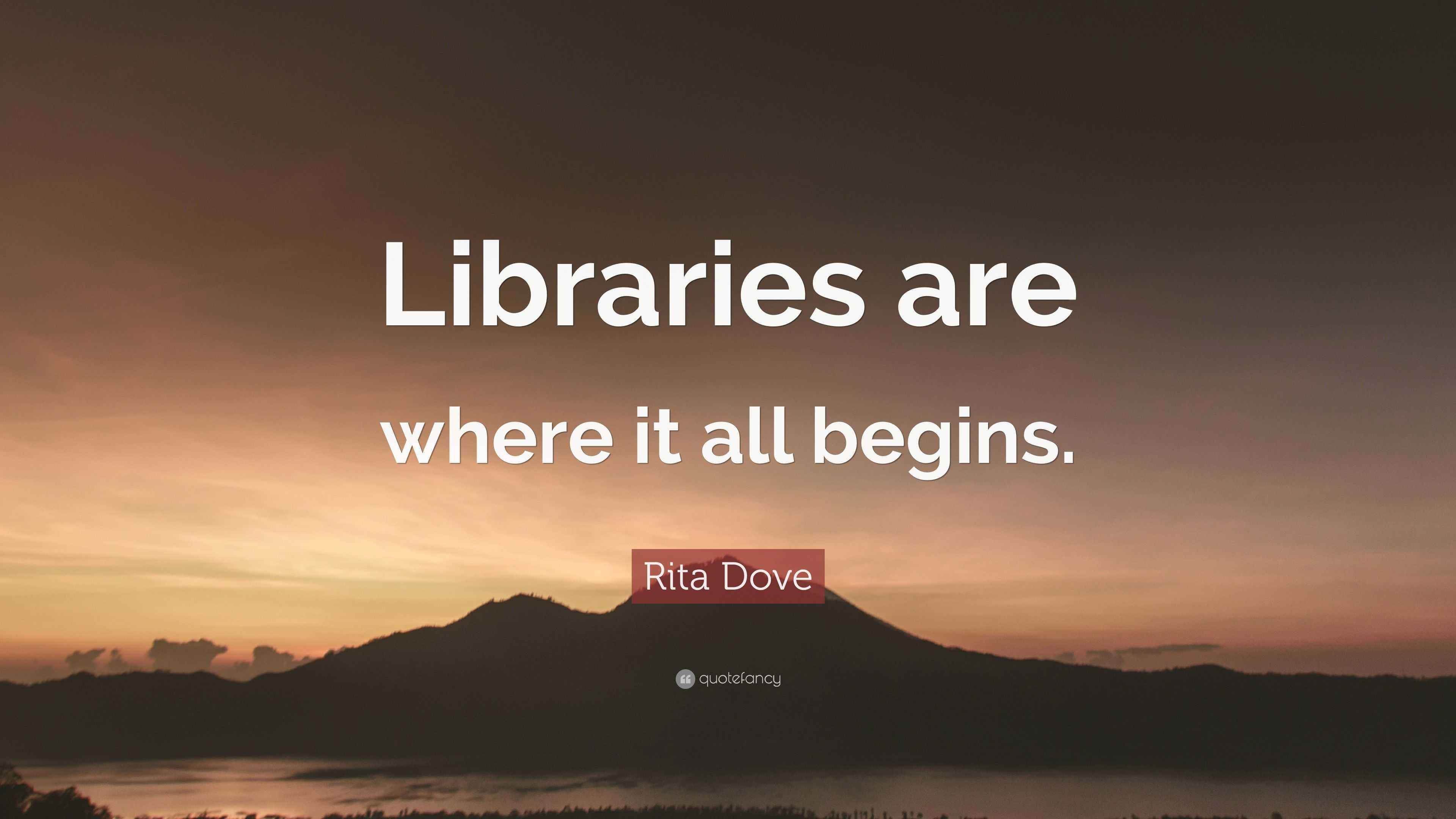 Rita Dove Quote: “Libraries are where it all begins.”