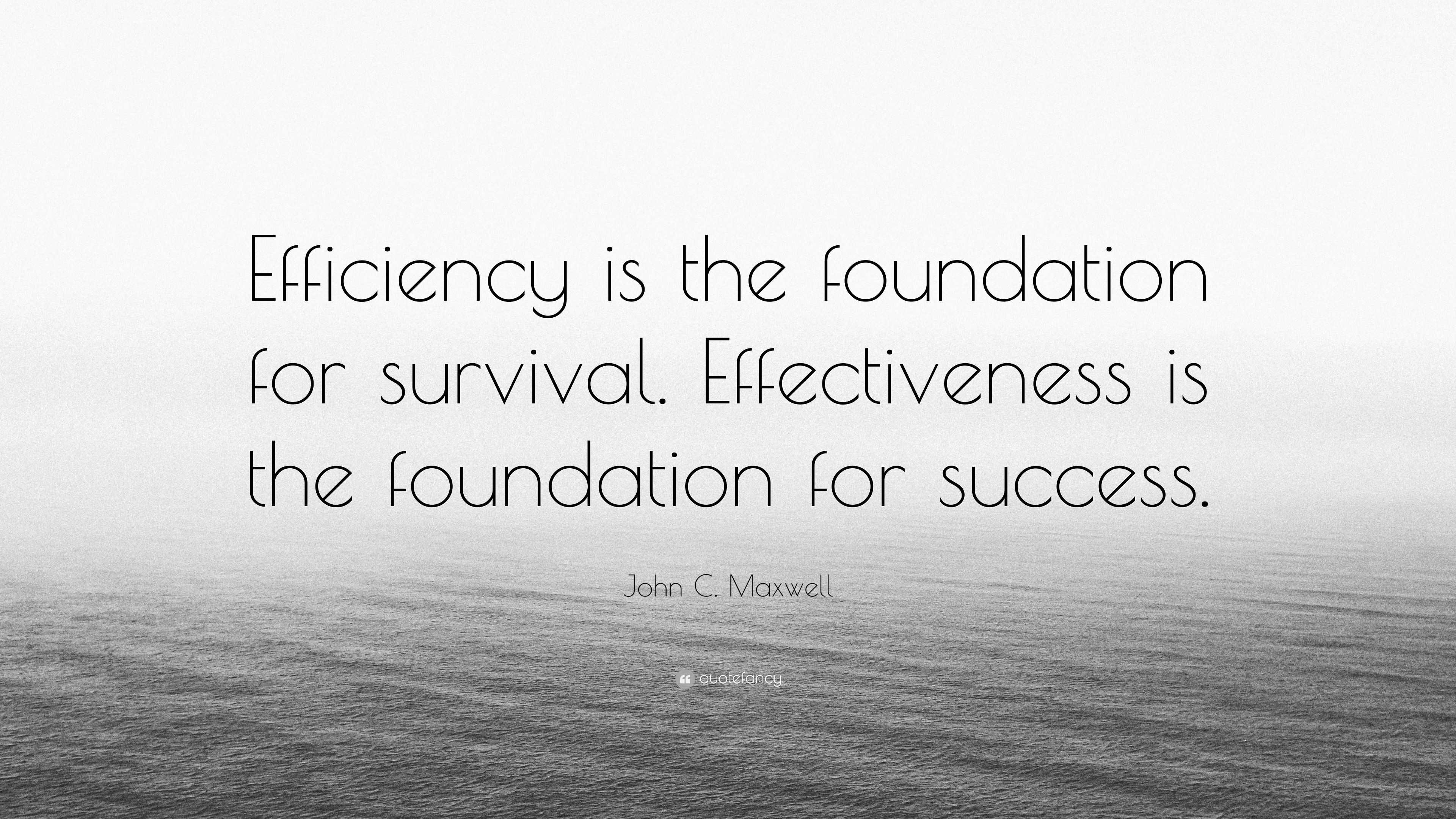 John C. Maxwell Quote: “Efficiency is the foundation for survival ...