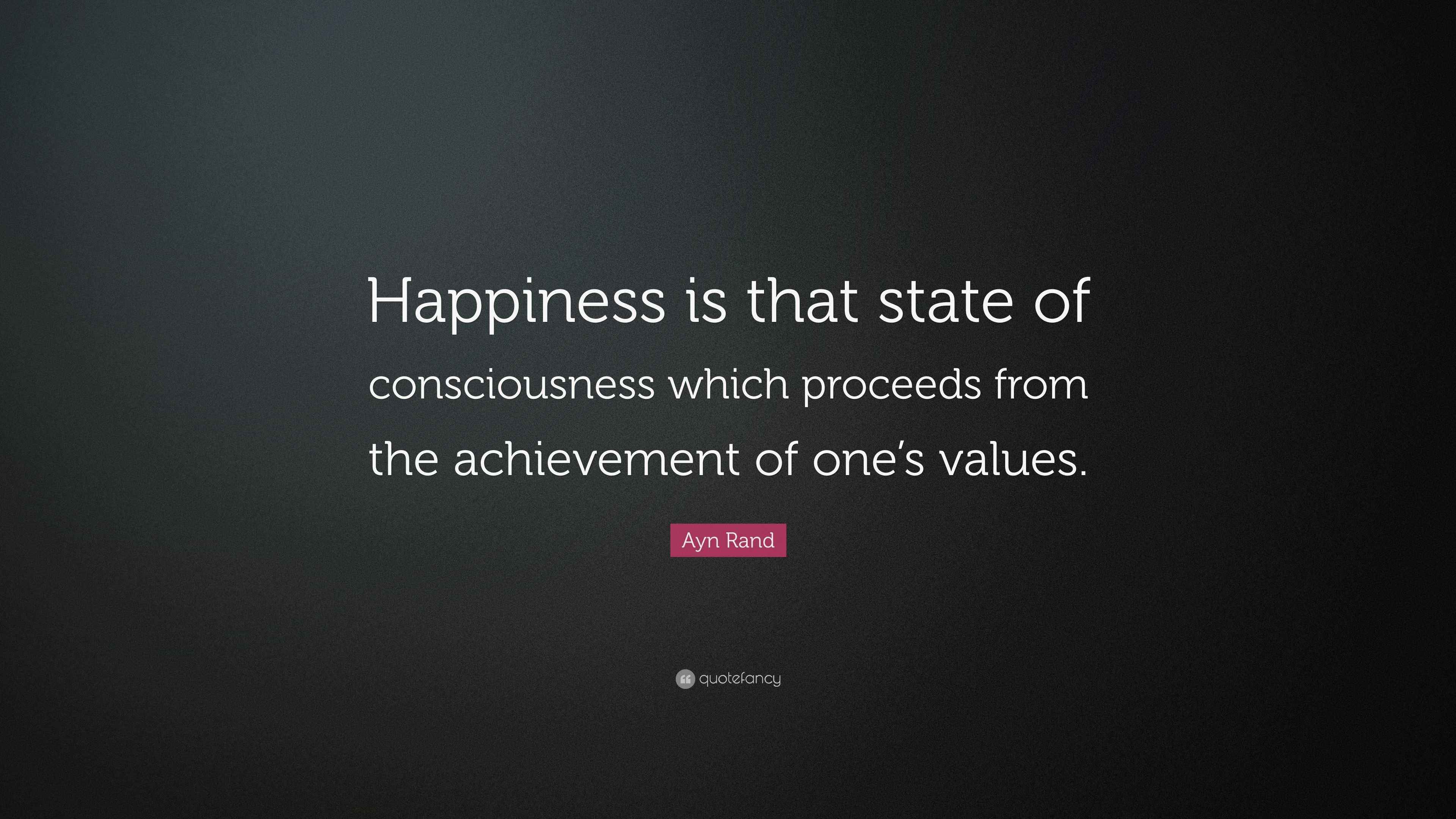 Ayn Rand Quote: “Happiness is that state of consciousness which ...