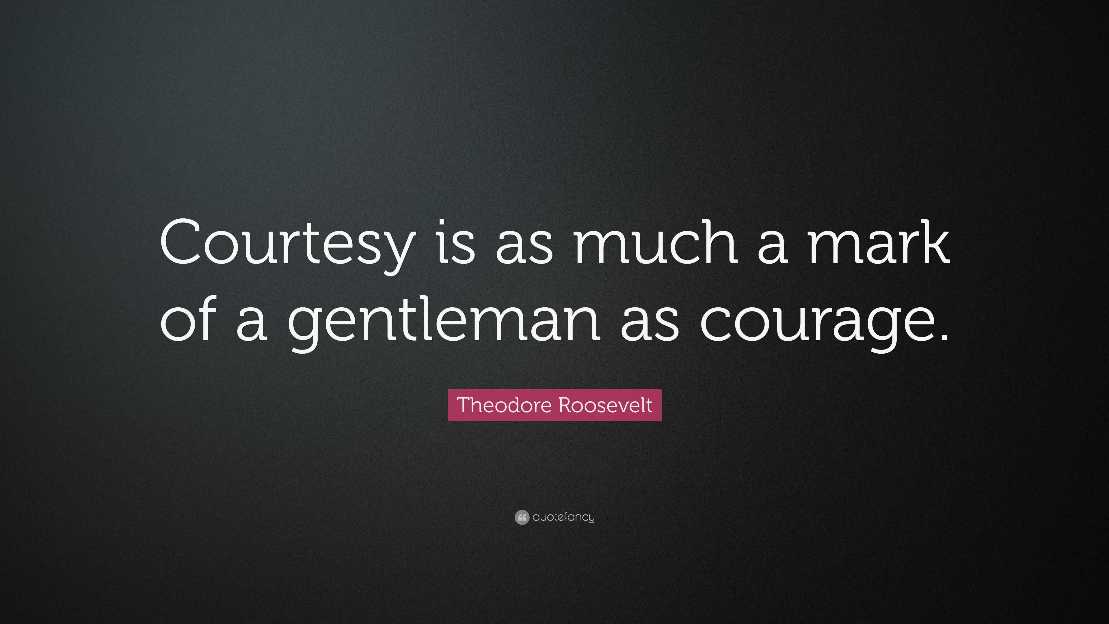 Theodore Roosevelt Quote: “Courtesy is as much a mark of a gentleman as ...
