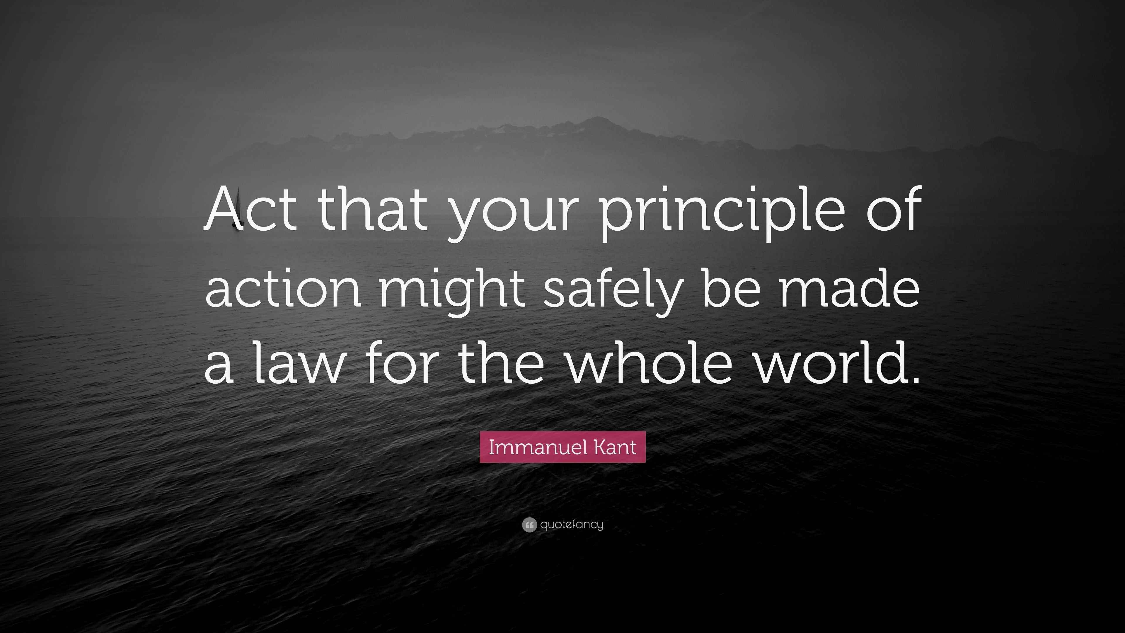 Immanuel Kant Quote: “Act that your principle of action might safely be ...