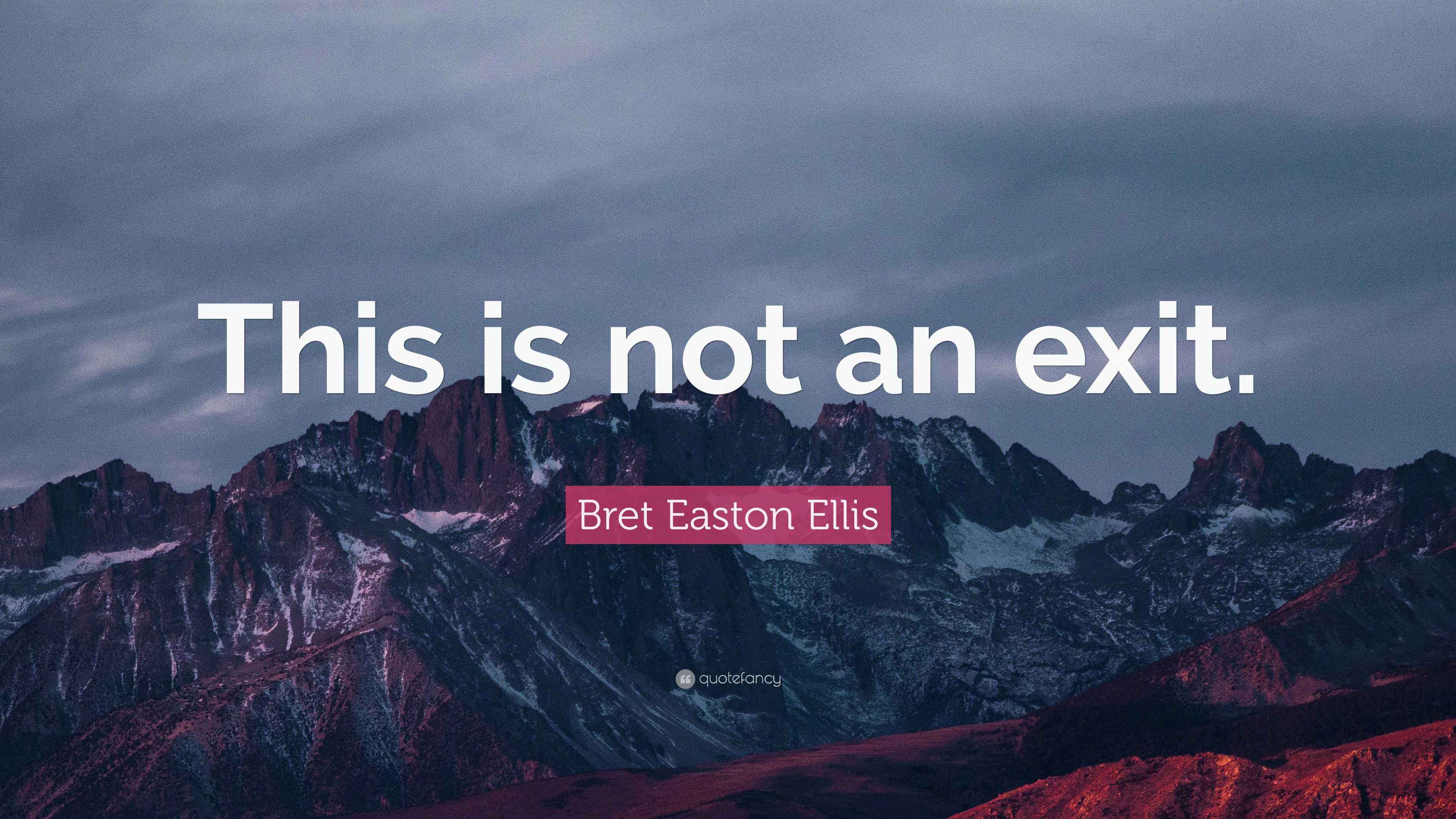 Bret Easton Ellis Quote: “This is not an exit.”