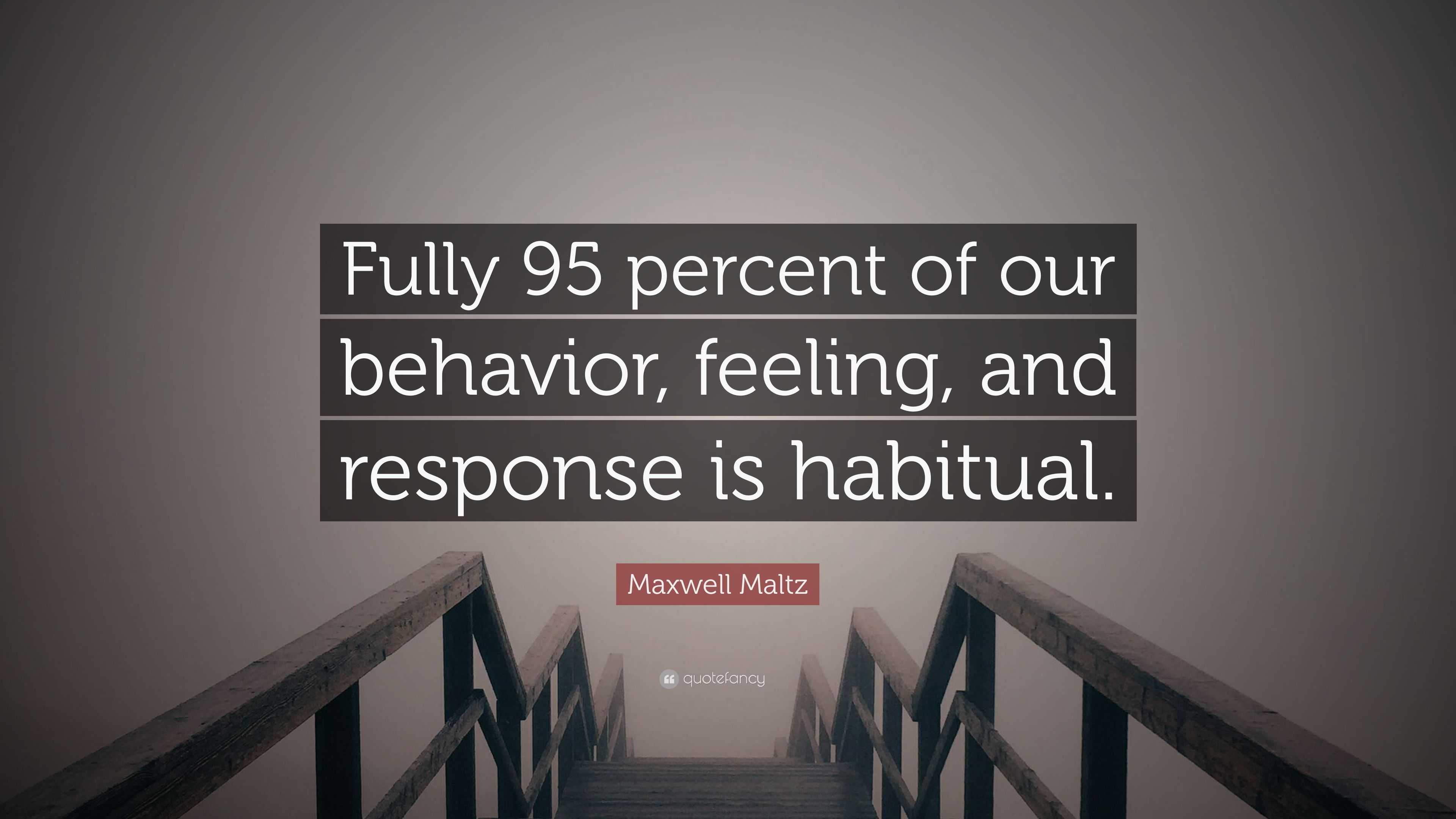 Maxwell Maltz Quote: “Fully 95 percent of our behavior, feeling, and ...