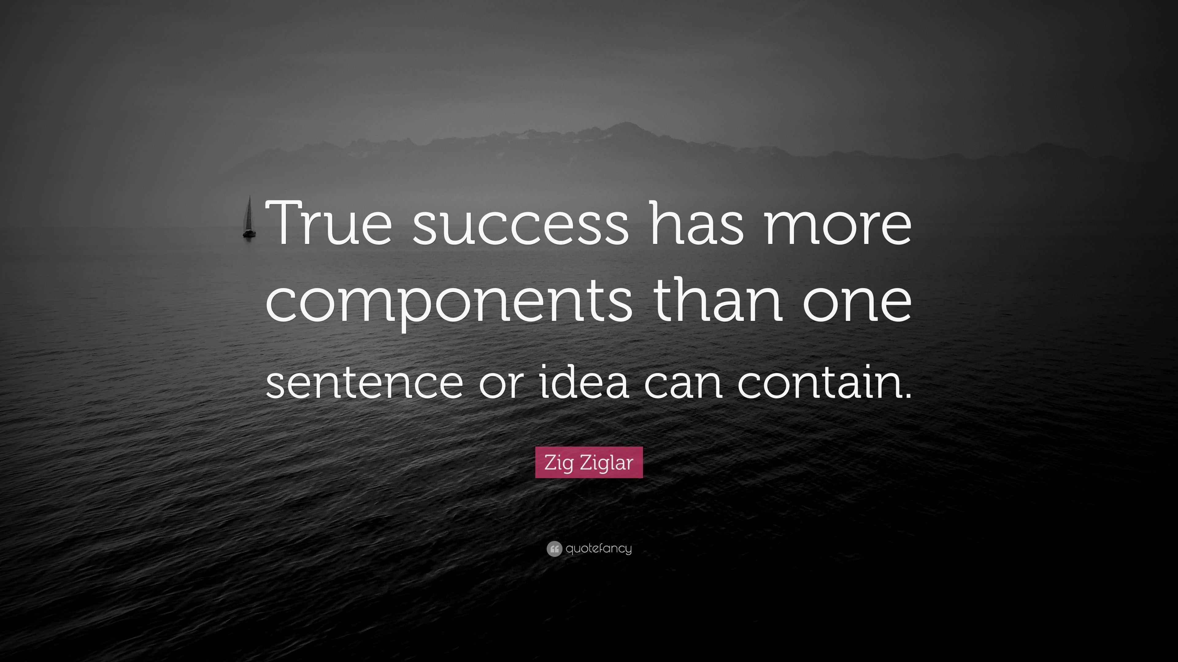 Zig Ziglar Quote: “True success has more components than one sentence ...