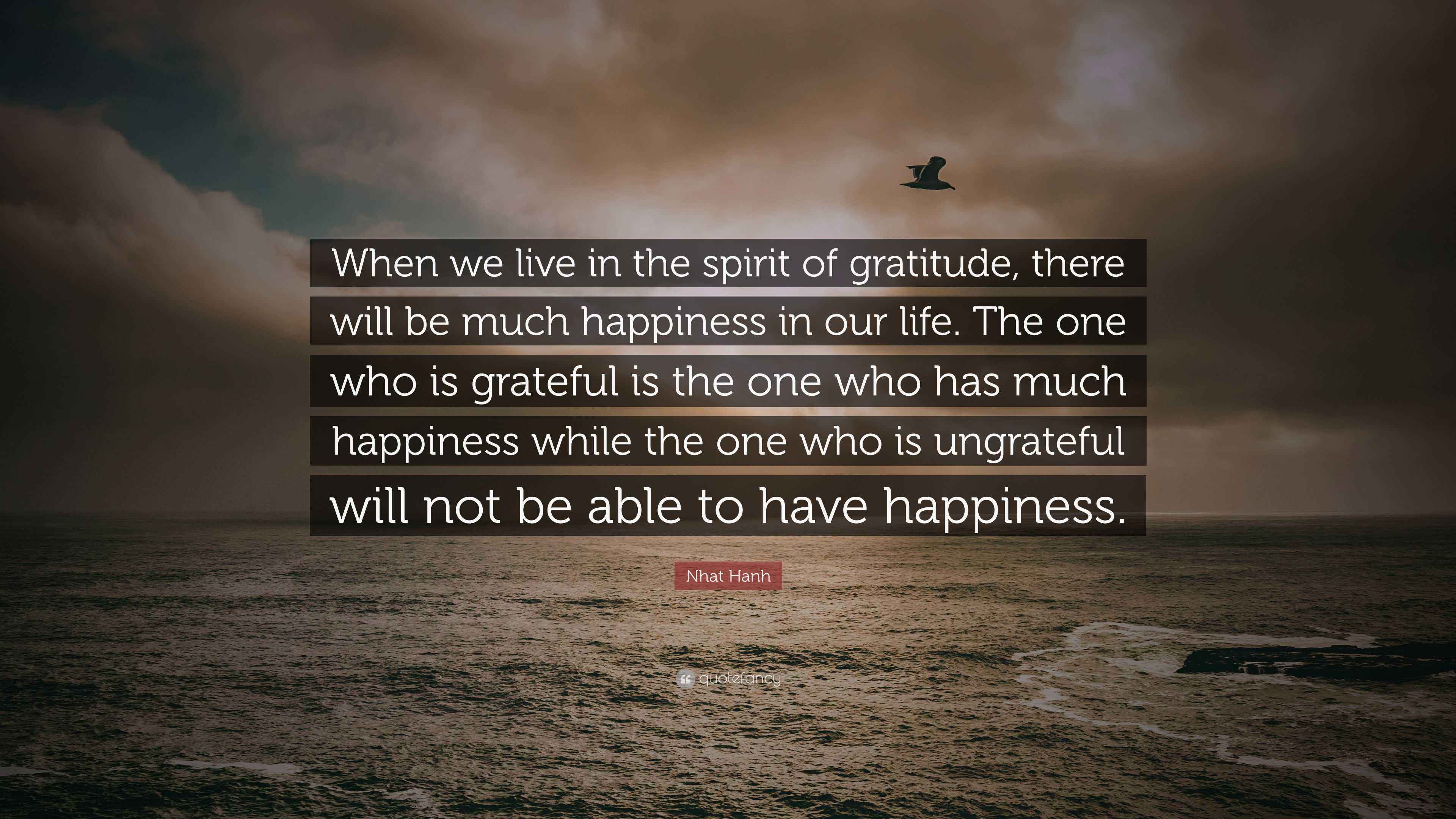 Nhat Hanh Quote: “When we live in the spirit of gratitude, there will ...