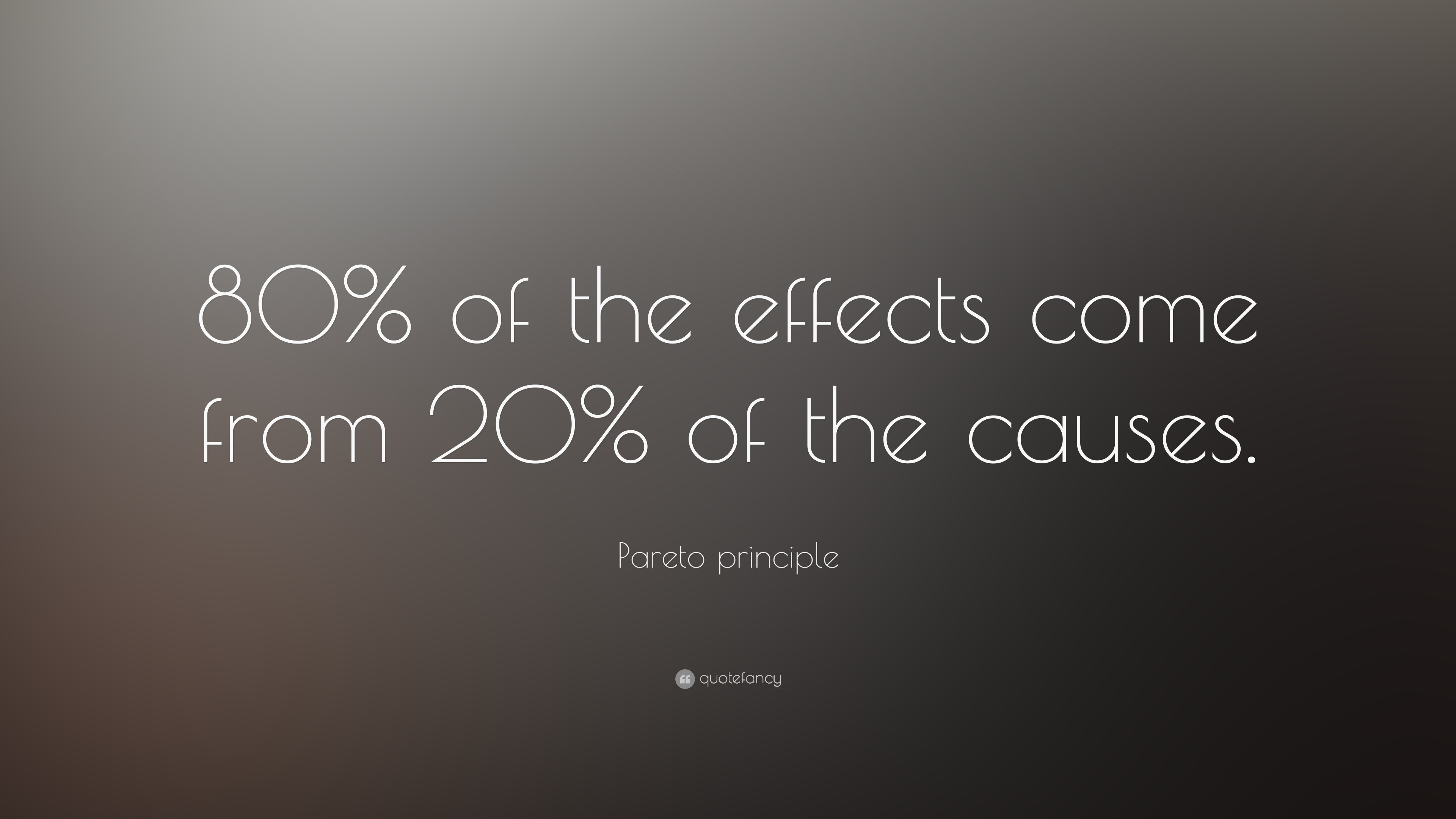 Pareto principle Quote: “80% of the effects come from 20% of the causes.”