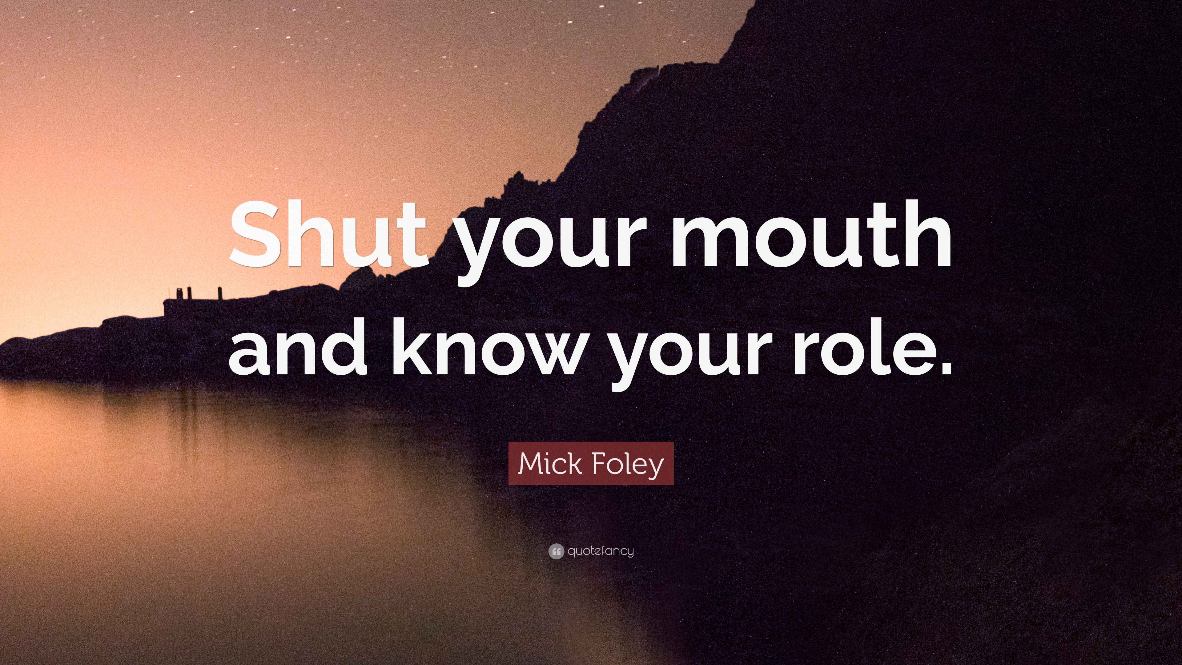 Mick Foley Quote: “Shut your mouth and know your role.”