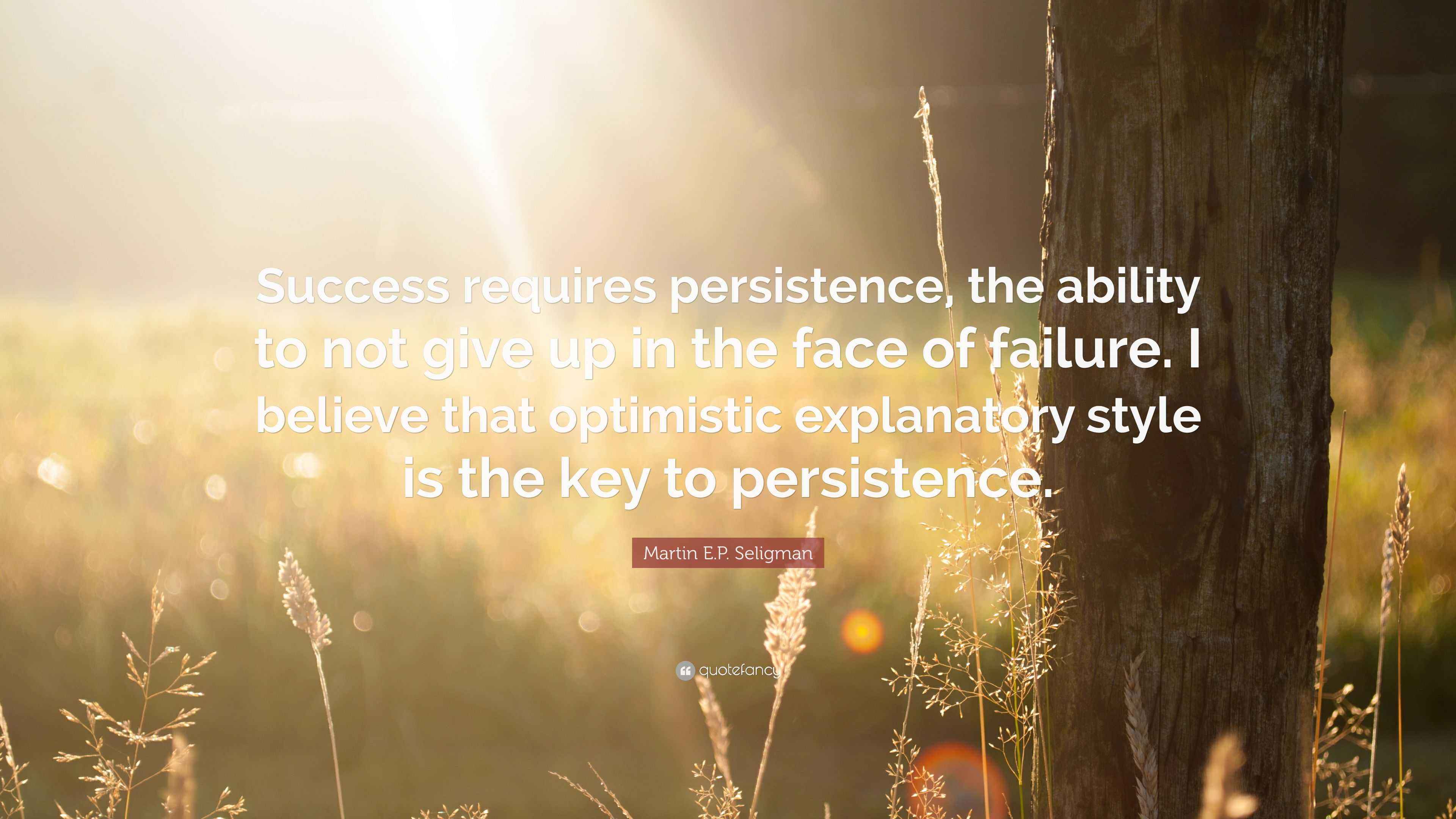 Martin E.P. Seligman Quote: “Success requires persistence, the ability ...
