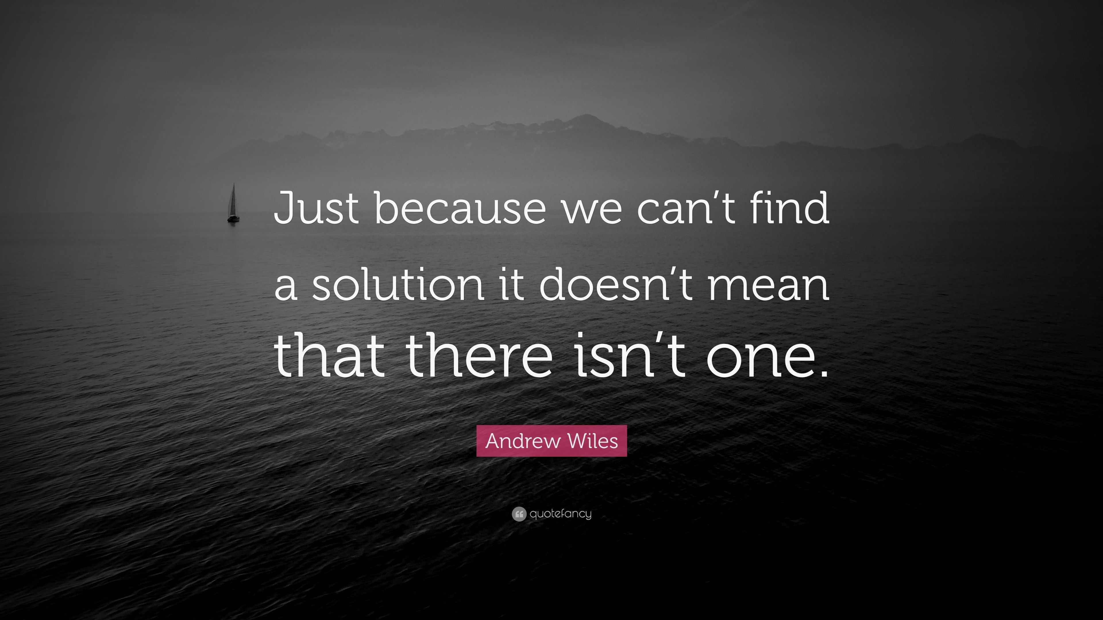 Andrew Wiles Quote: “Just because we can’t find a solution it doesn’t ...