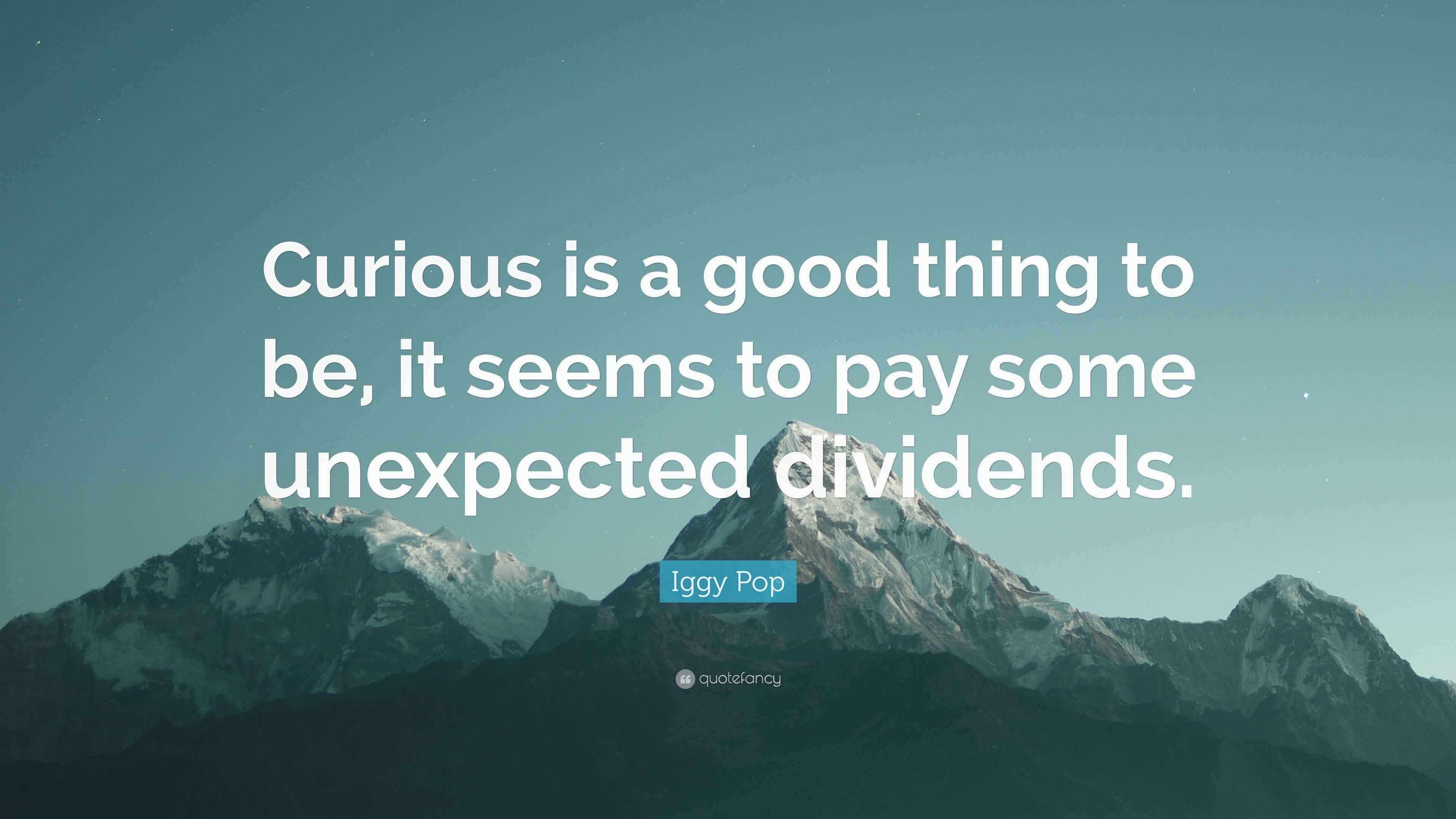 Iggy Pop Quote: “Curious is a good thing to be, it seems to pay some ...