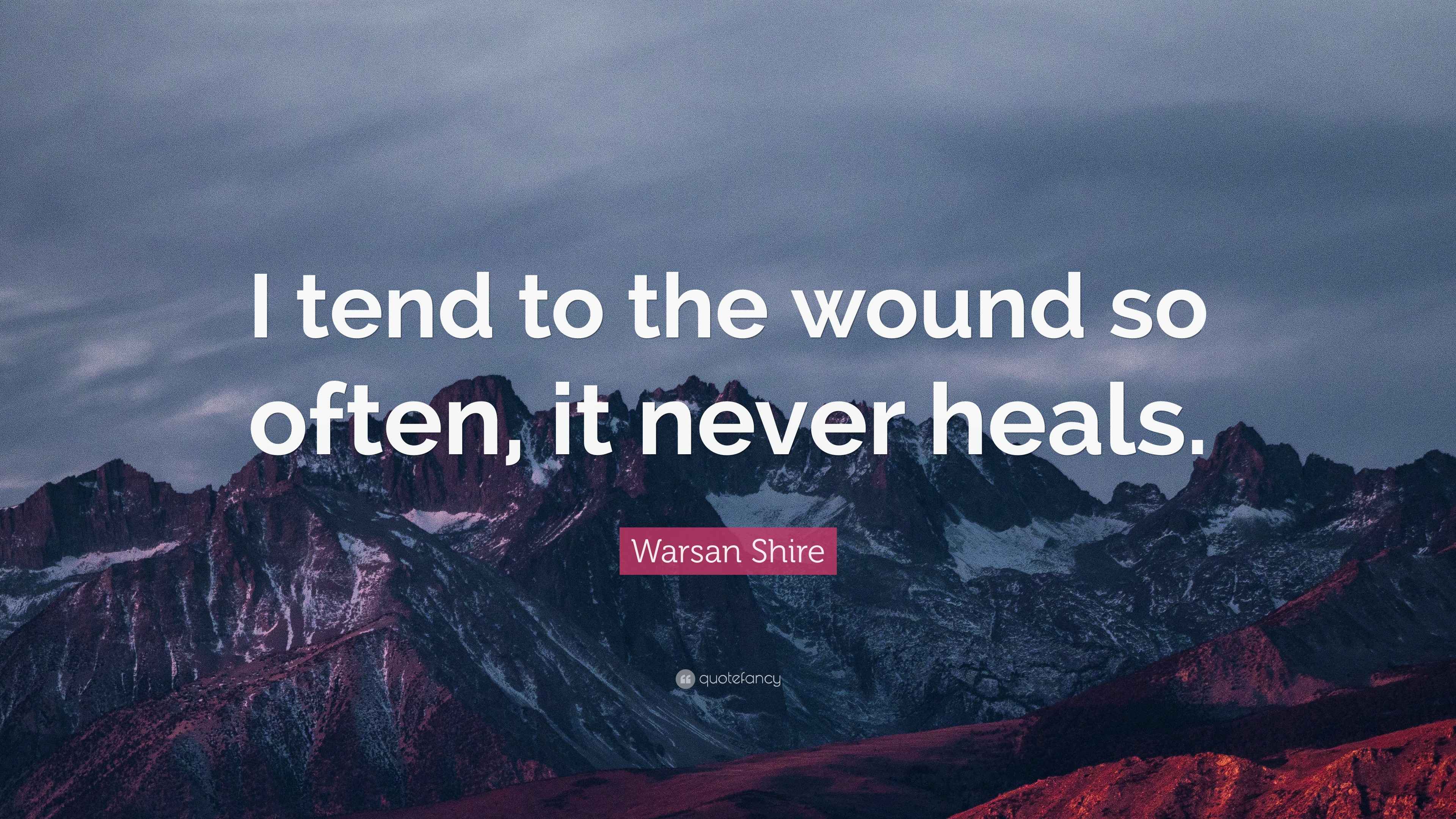 Warsan Shire Quote: “I tend to the wound so often, it never heals.”