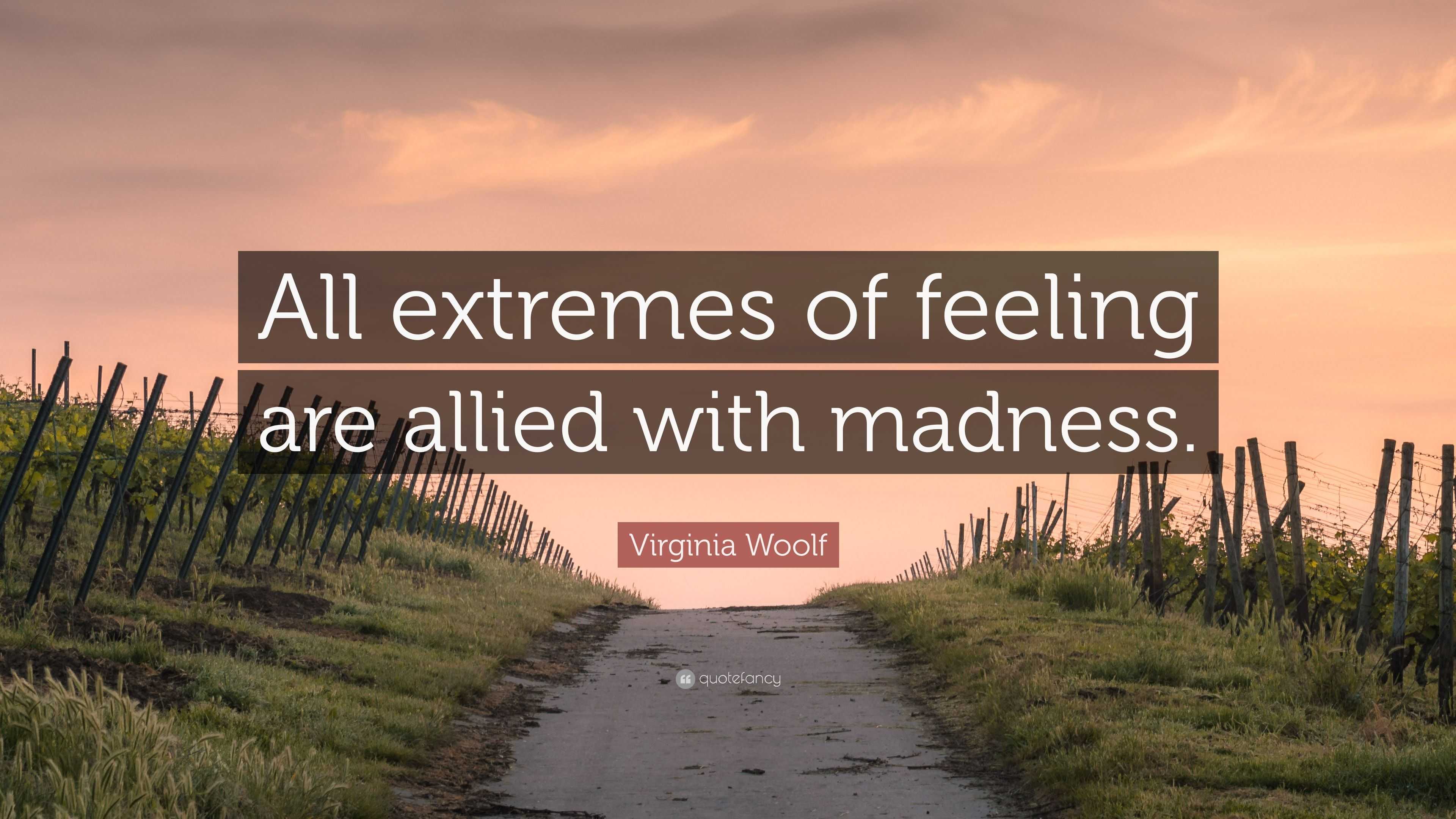 Virginia Woolf Quote: “All extremes of feeling are allied with madness.”