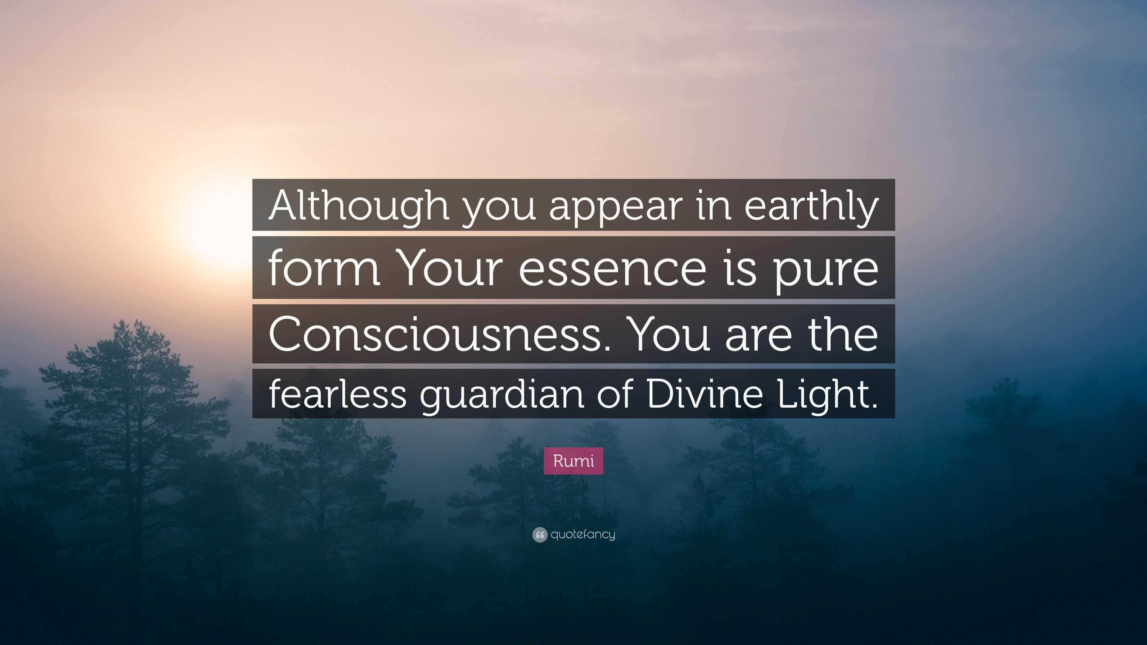 Rumi Quote: “Although you appear in earthly form Your essence is pure ...