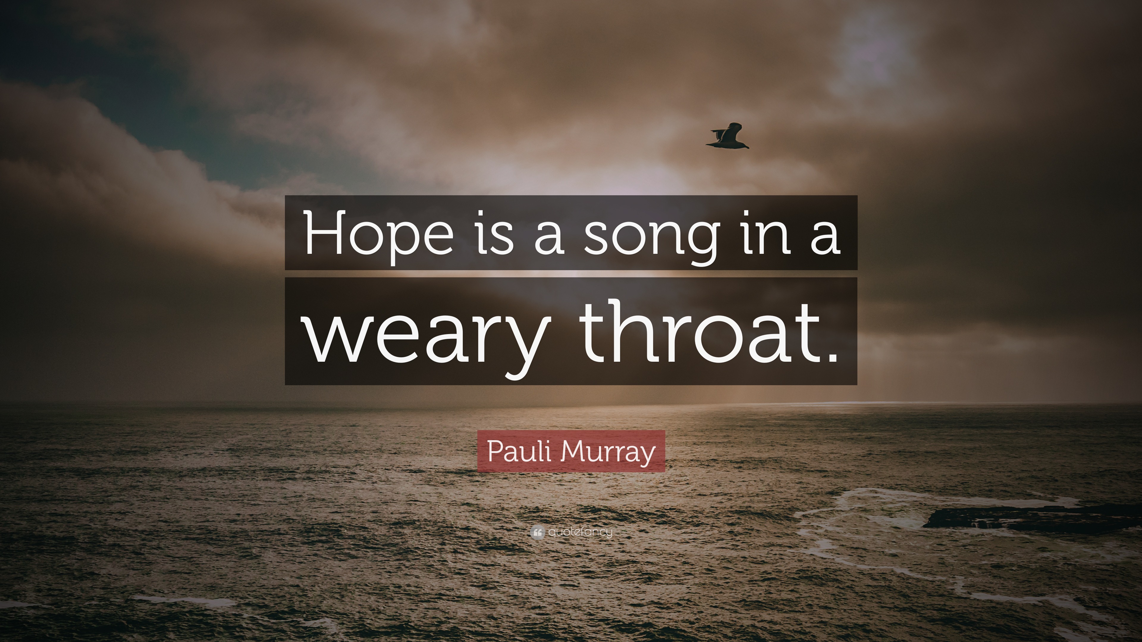 Pauli Murray Quote: “Hope is a song in a weary throat.”