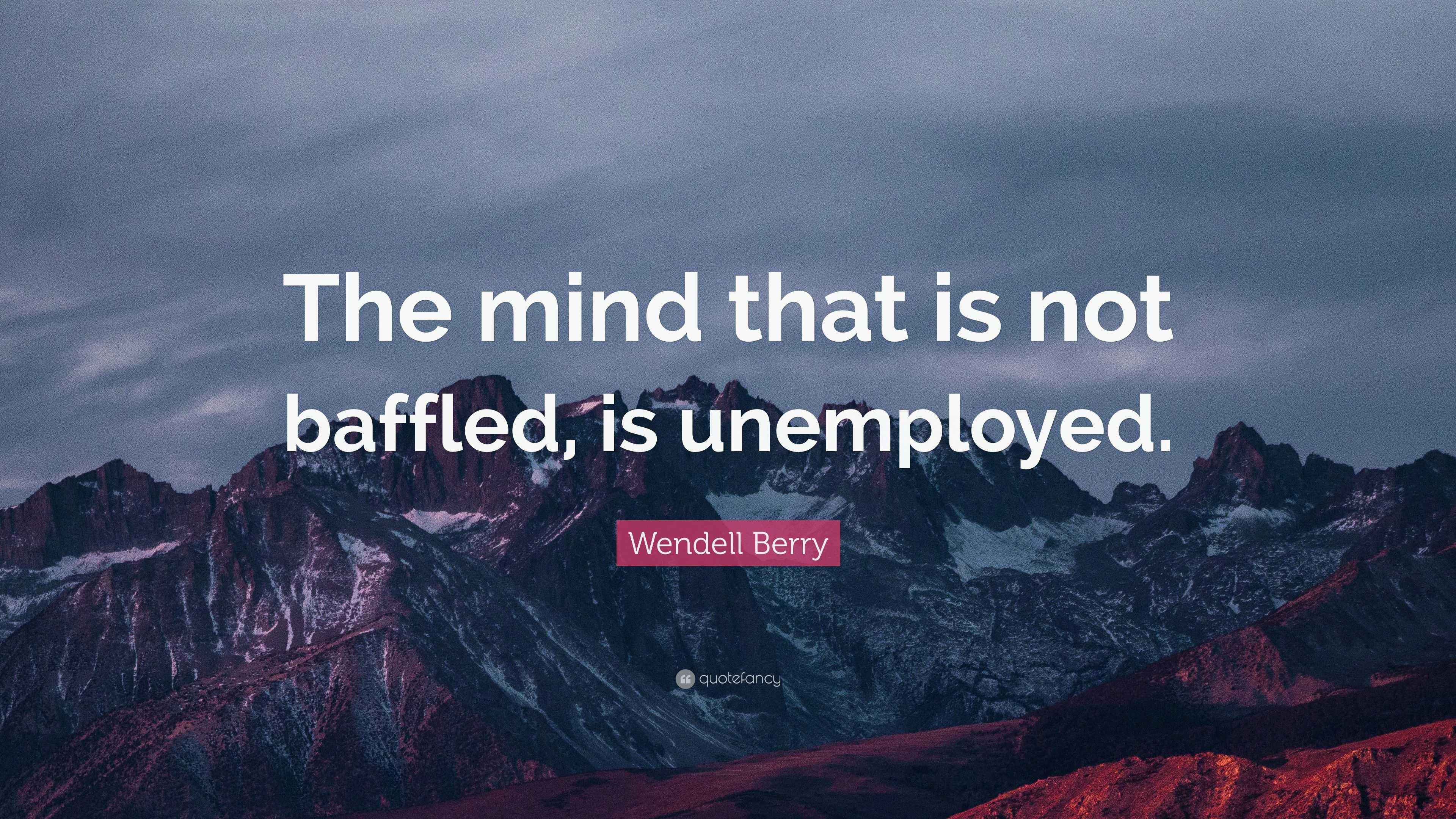 Wendell Berry Quote: “The mind that is not baffled, is unemployed.”