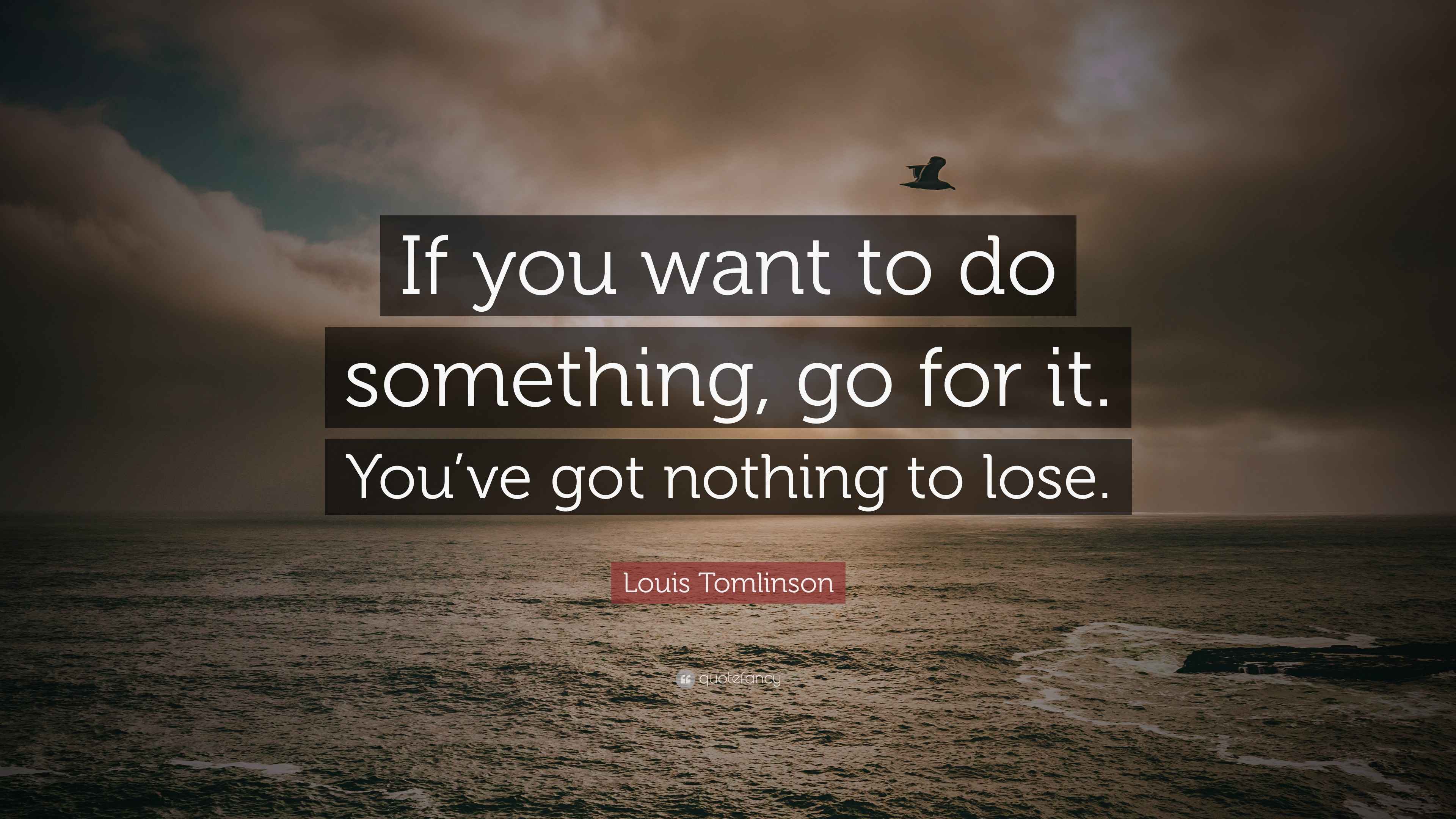 Louis Tomlinson Quote: “If you want to do something, go for it. You’ve got nothing to lose.”