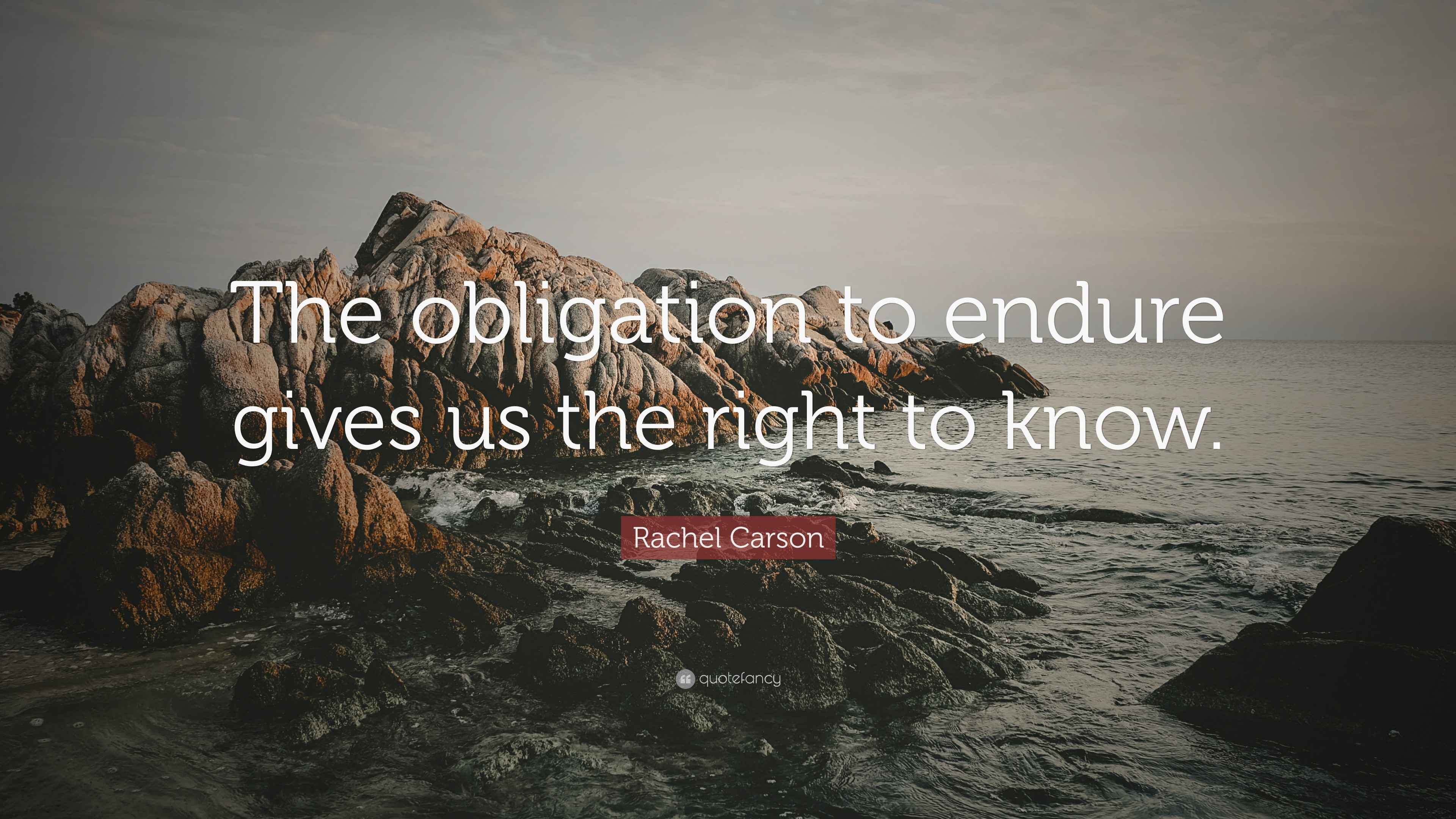 Rachel Carson Quote: “The obligation to endure gives us the right to know.”