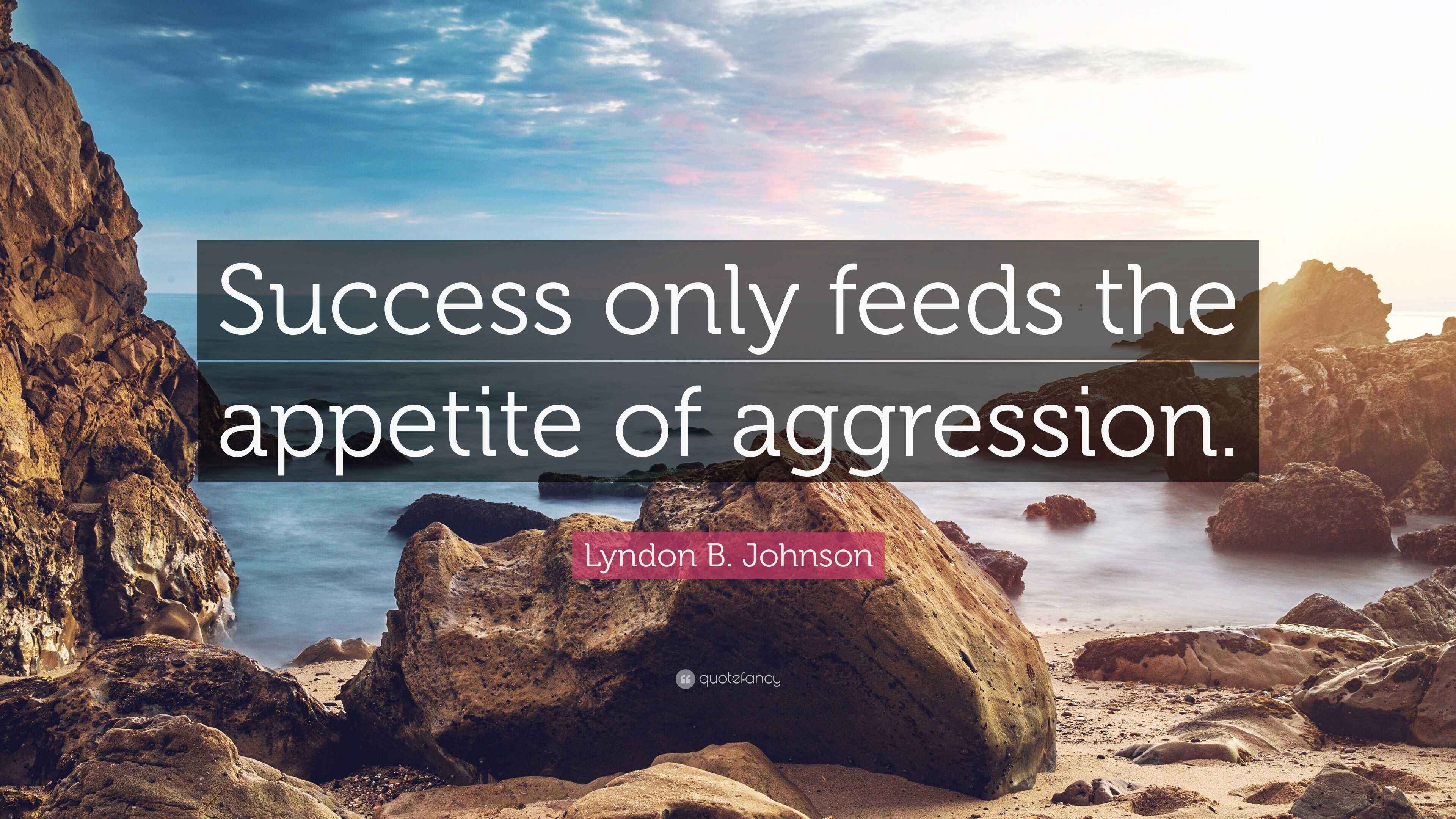 Lyndon B. Johnson Quote: “Success only feeds the appetite of aggression.”