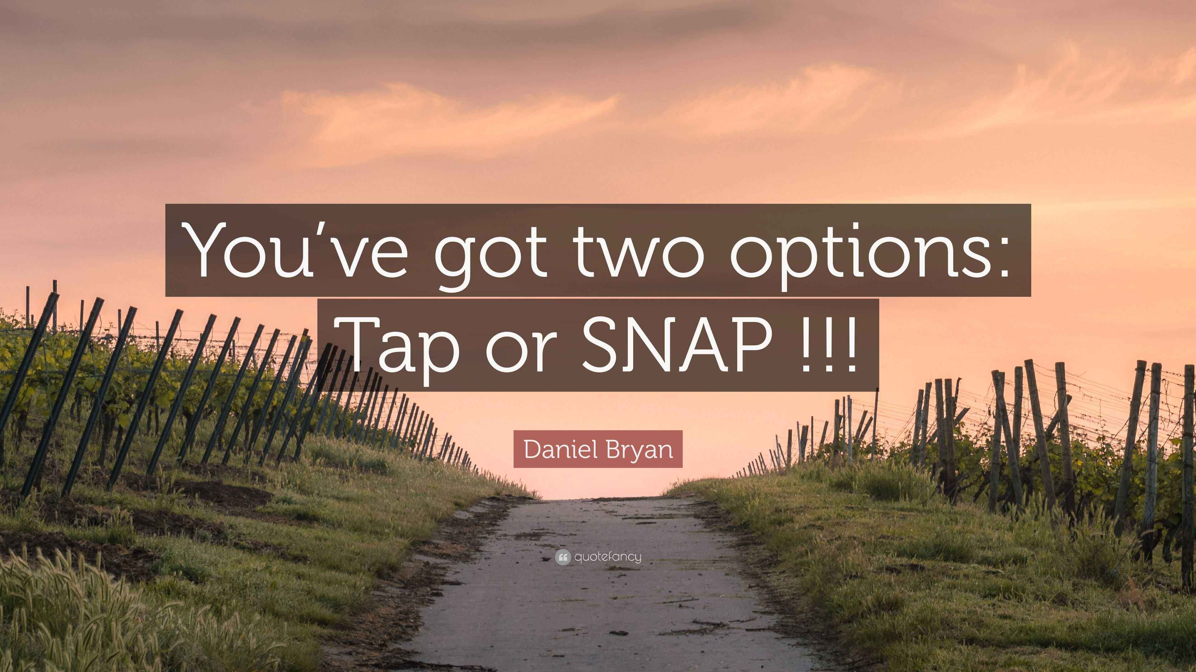 Daniel Bryan Quote: “You’ve got two options: Tap or SNAP