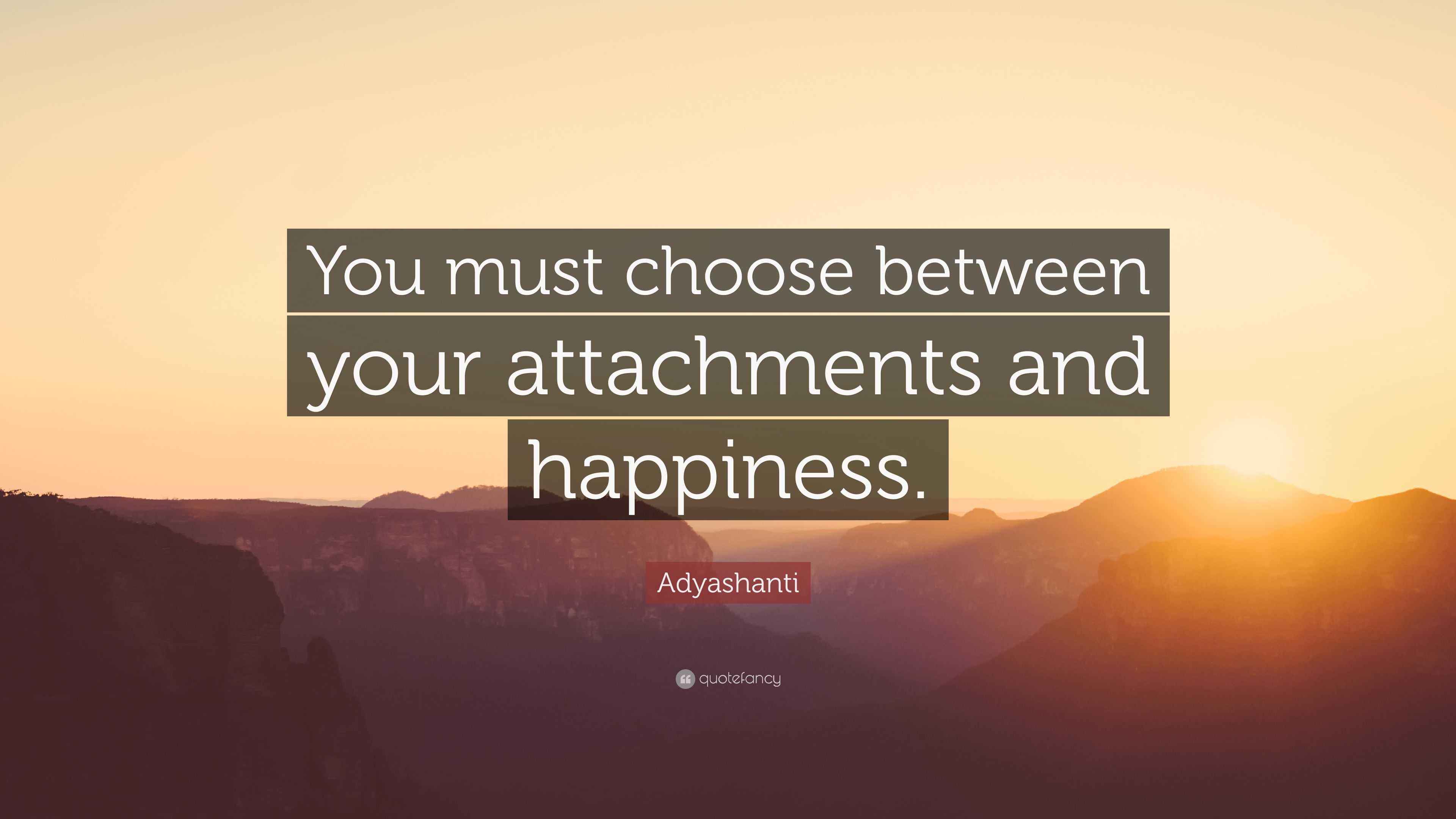 Adyashanti Quote: “You must choose between your attachments and happiness.”
