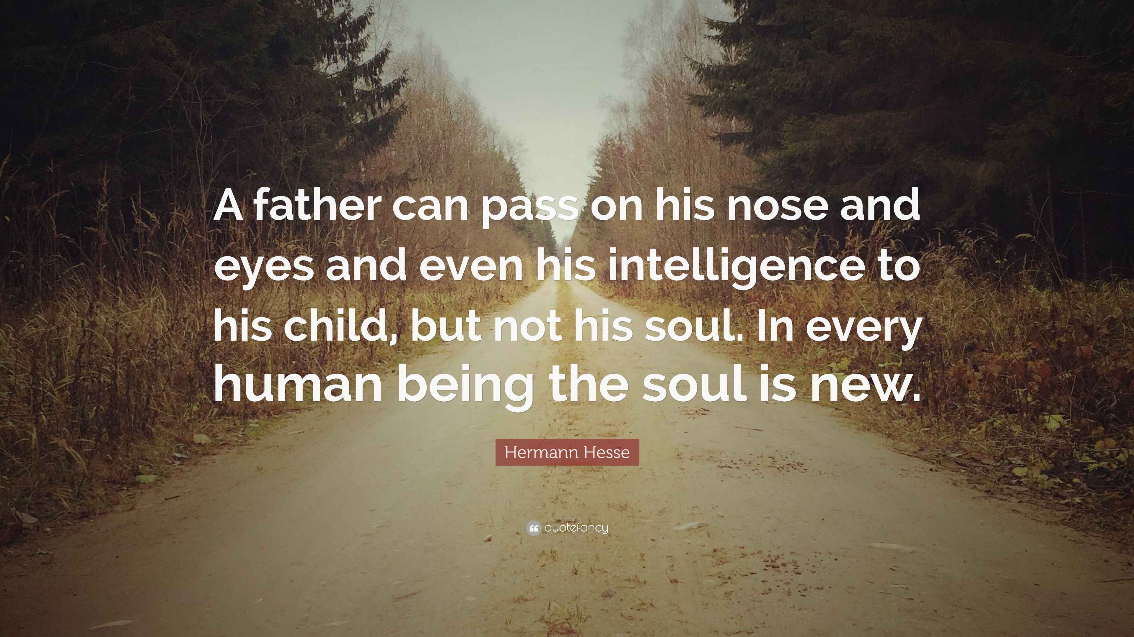 Hermann Hesse Quote: “A father can pass on his nose and eyes and even ...