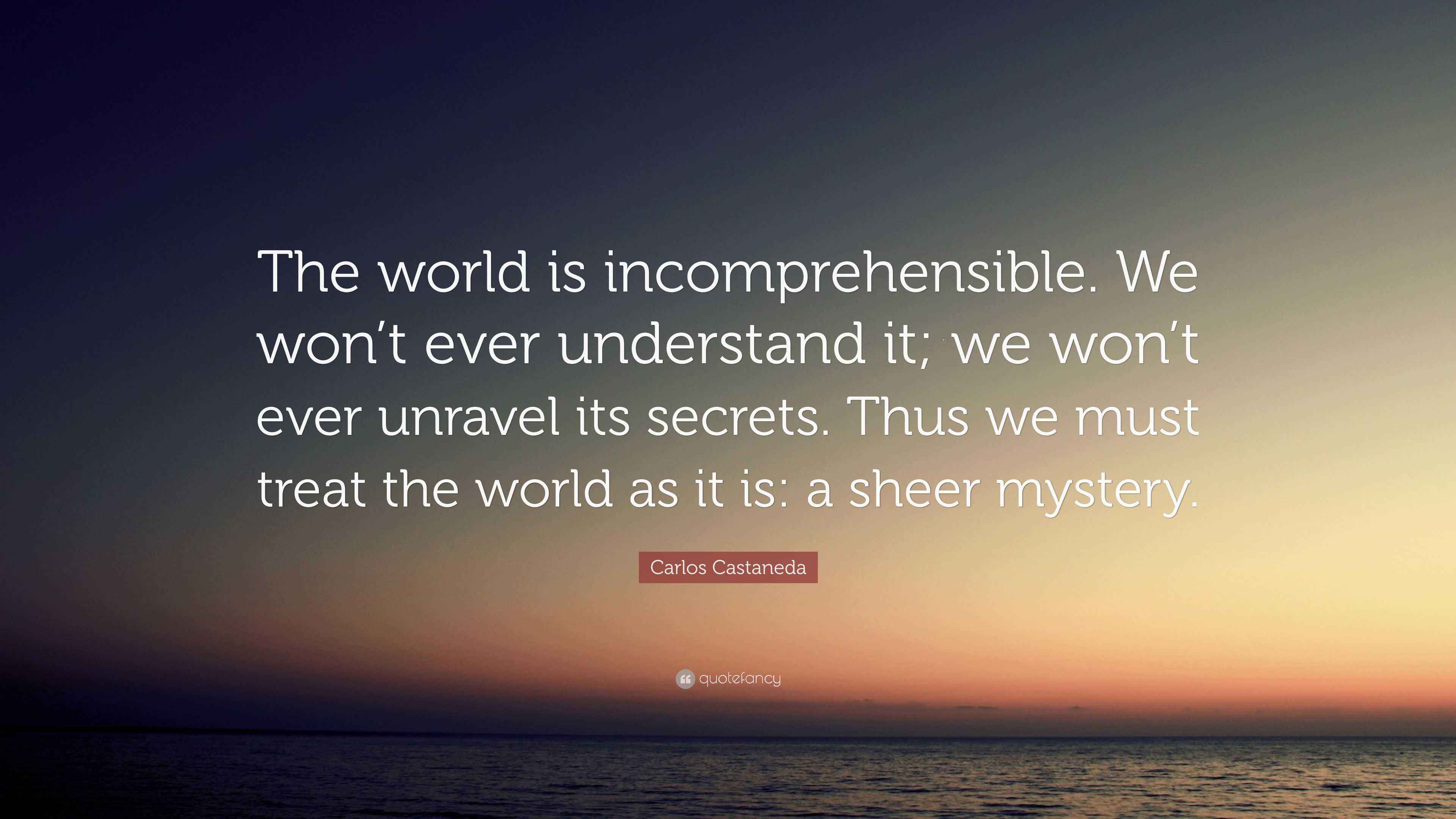 Carlos Castaneda Quote: “The world is incomprehensible. We won’t ever ...