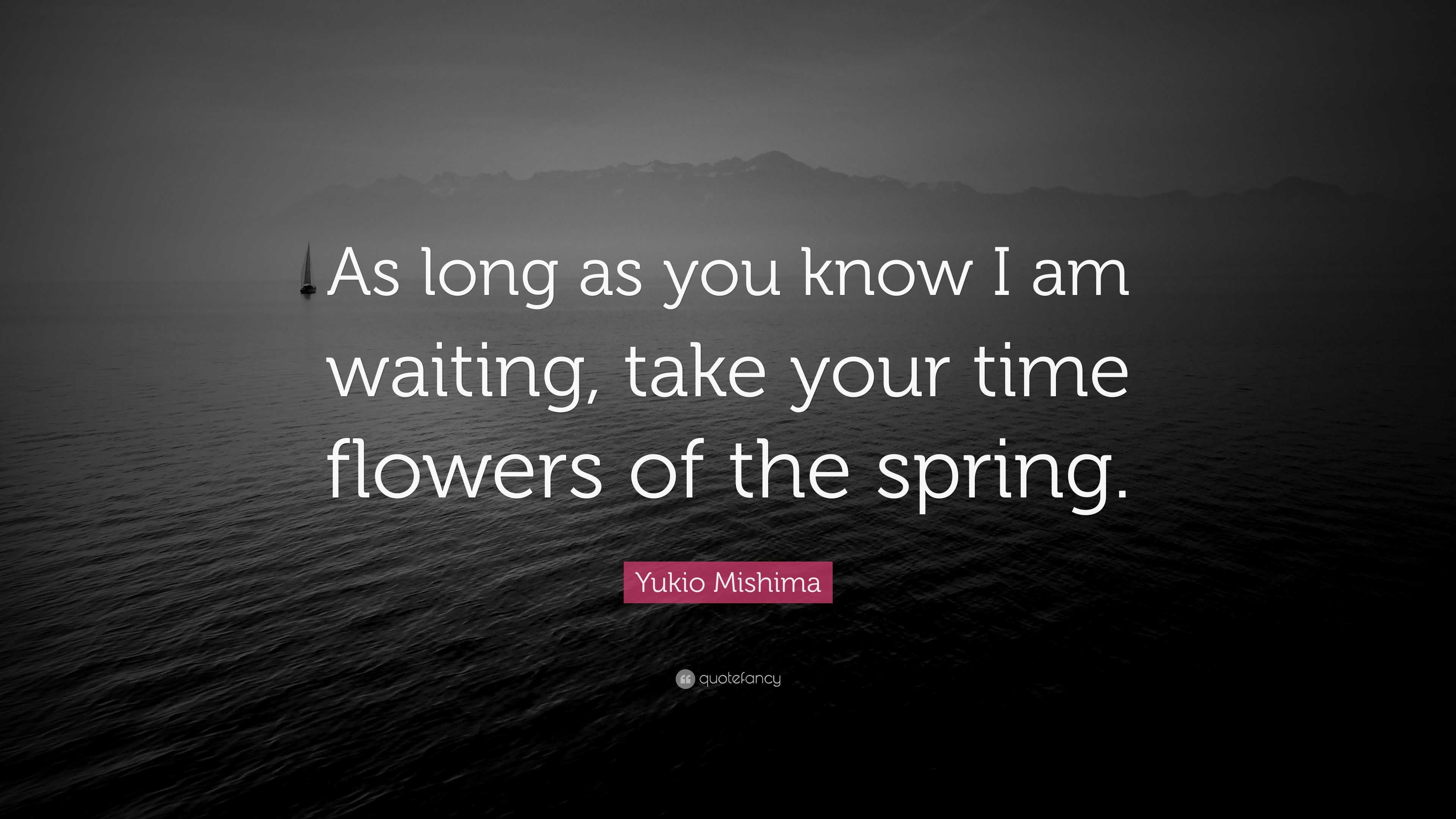 Yukio Mishima Quote: “As long as you know I am waiting, take your time ...