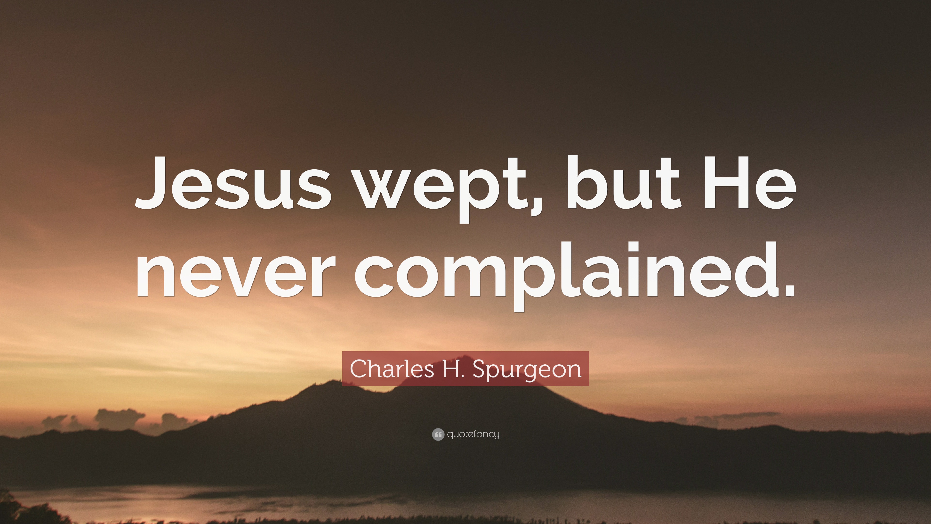 Charles H. Spurgeon Quote: “Jesus wept, but He never complained.”