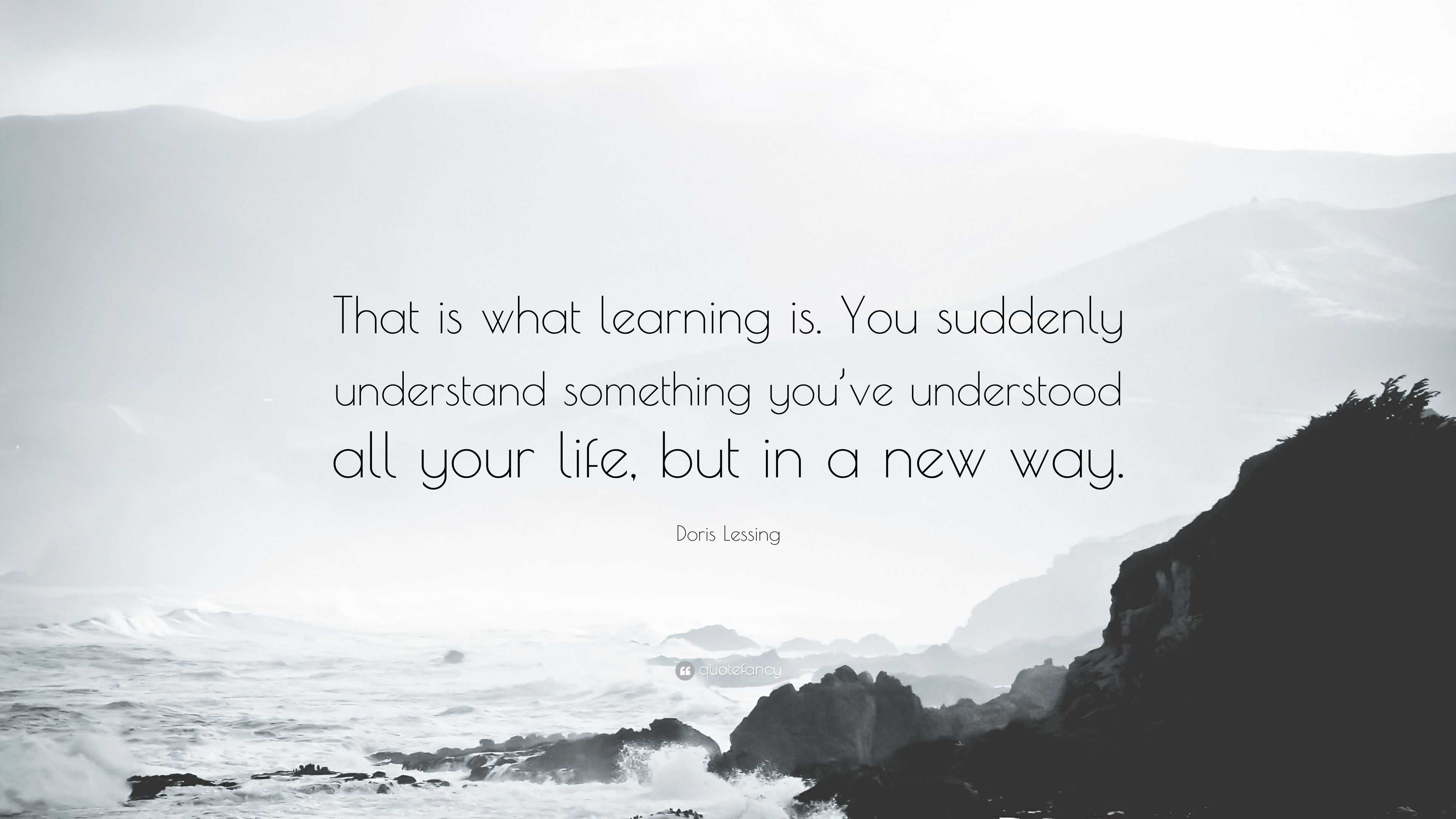 Doris Lessing Quote: “That is what learning is. You suddenly understand ...