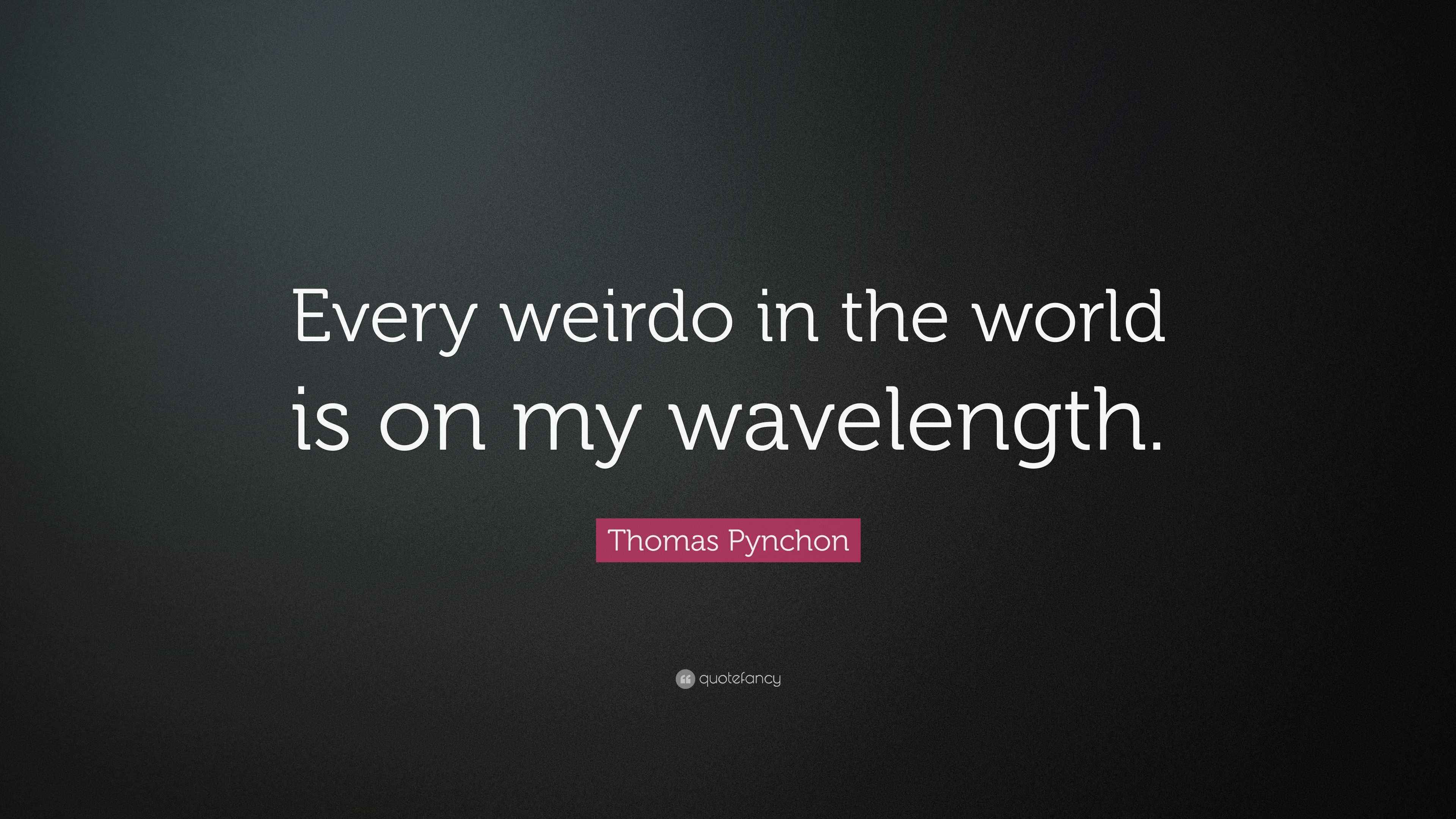 Thomas Pynchon Quote: “Every weirdo in the world is on my wavelength.”