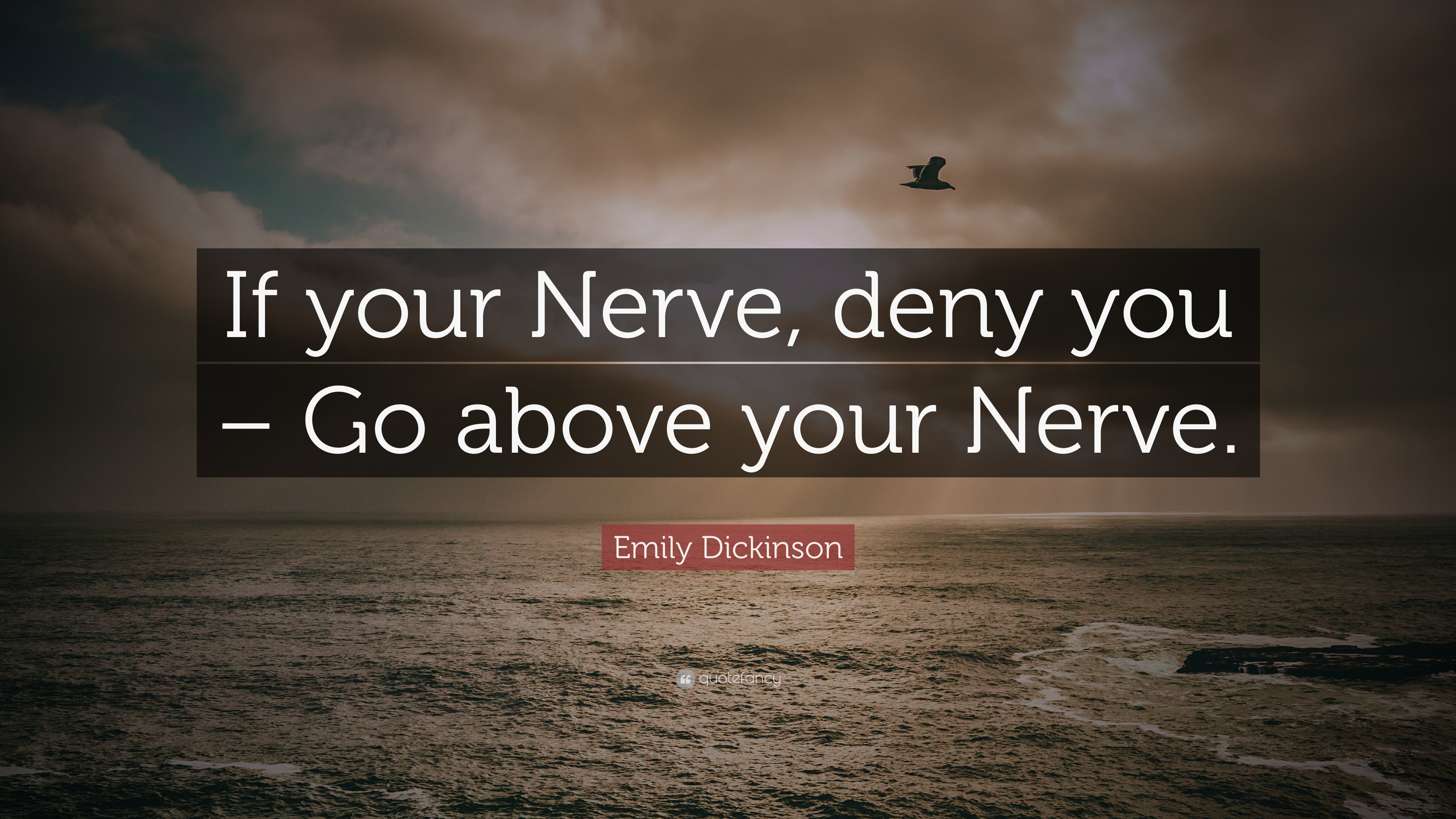 Emily Dickinson Quote: “If your Nerve, deny you – Go above your Nerve.”