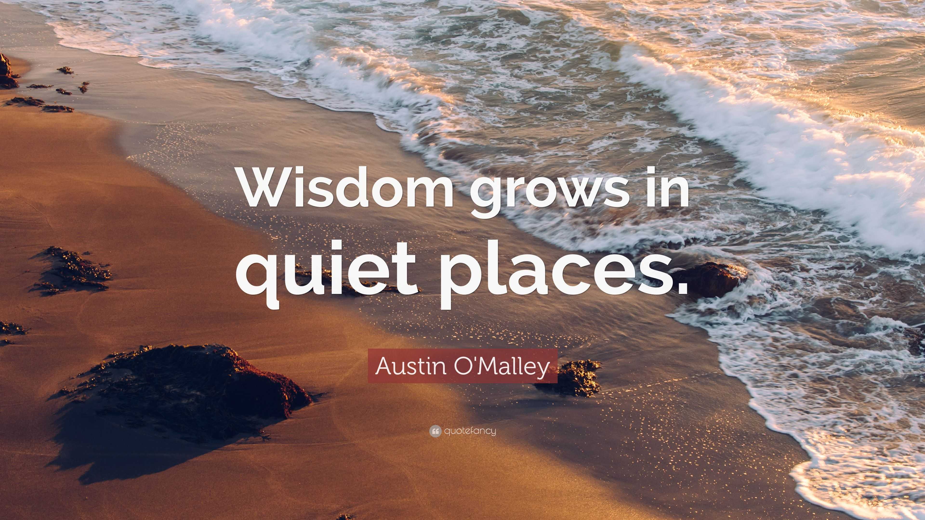 Austin O'Malley Quote: “Wisdom grows in quiet places.”