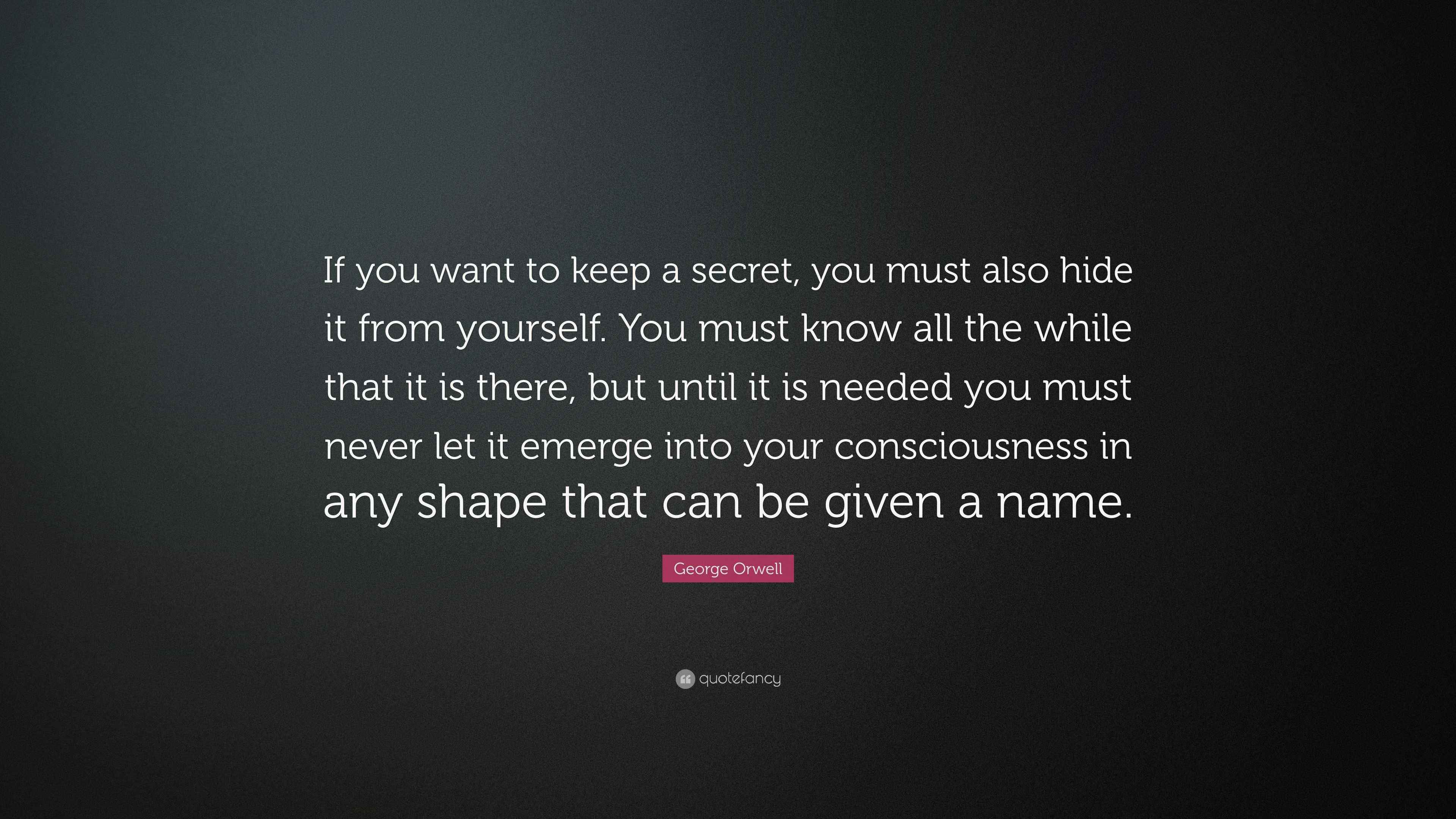 George Orwell Quote: “If you want to keep a secret, you must also hide ...