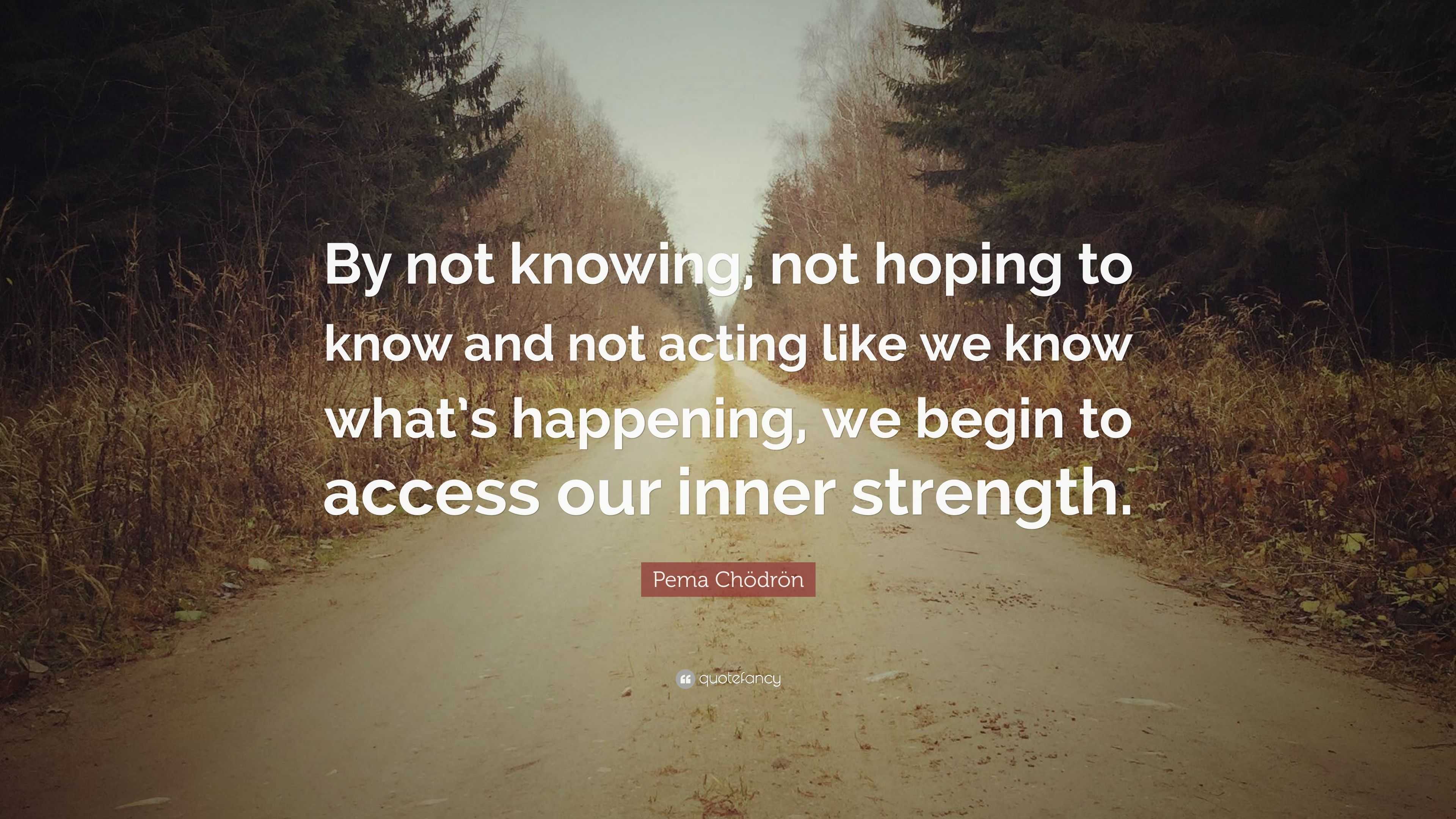 Pema Chödrön Quote: “By not knowing, not hoping to know and not acting ...