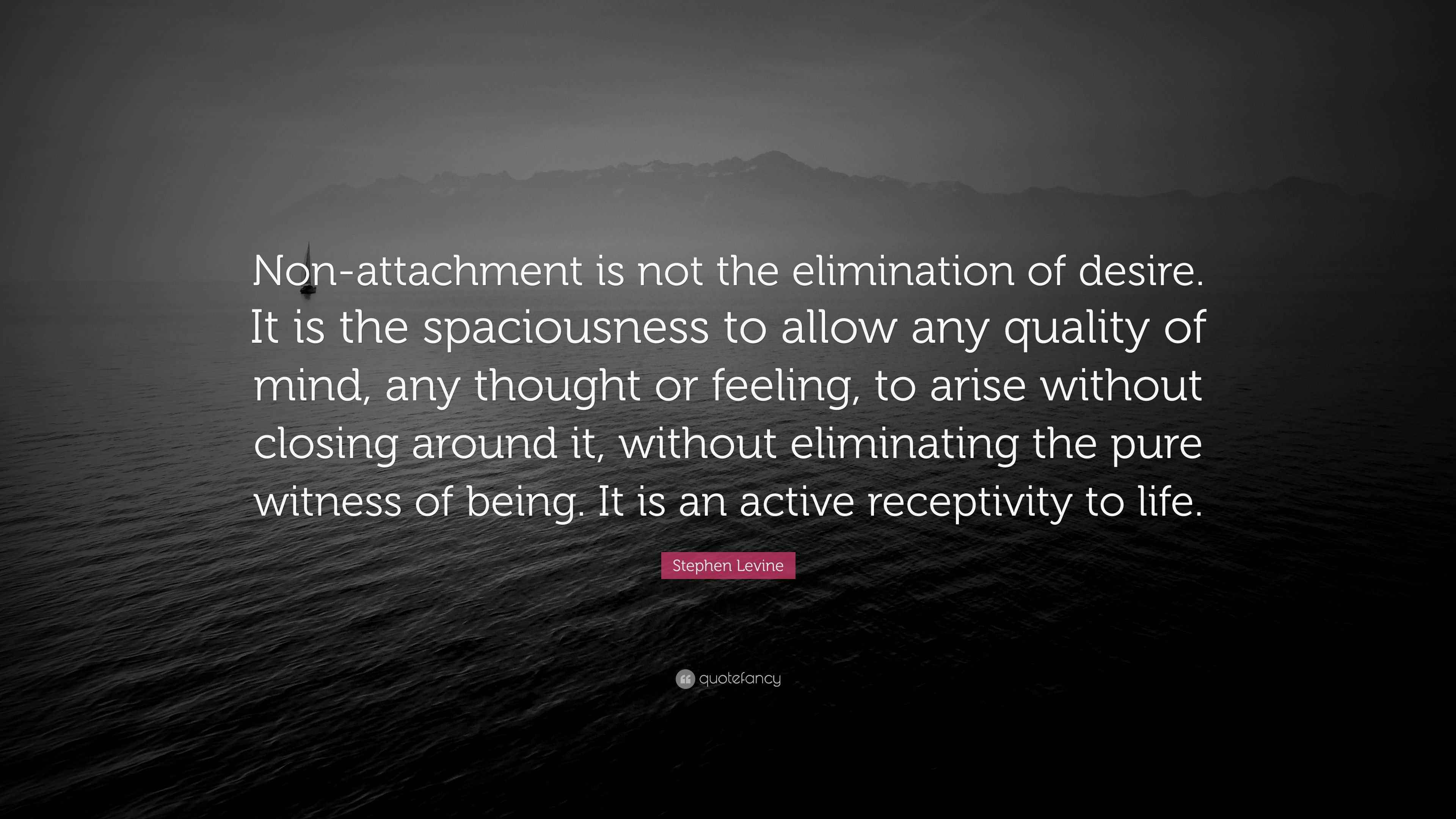 Stephen Levine Quote: “Non-attachment is not the elimination of desire ...