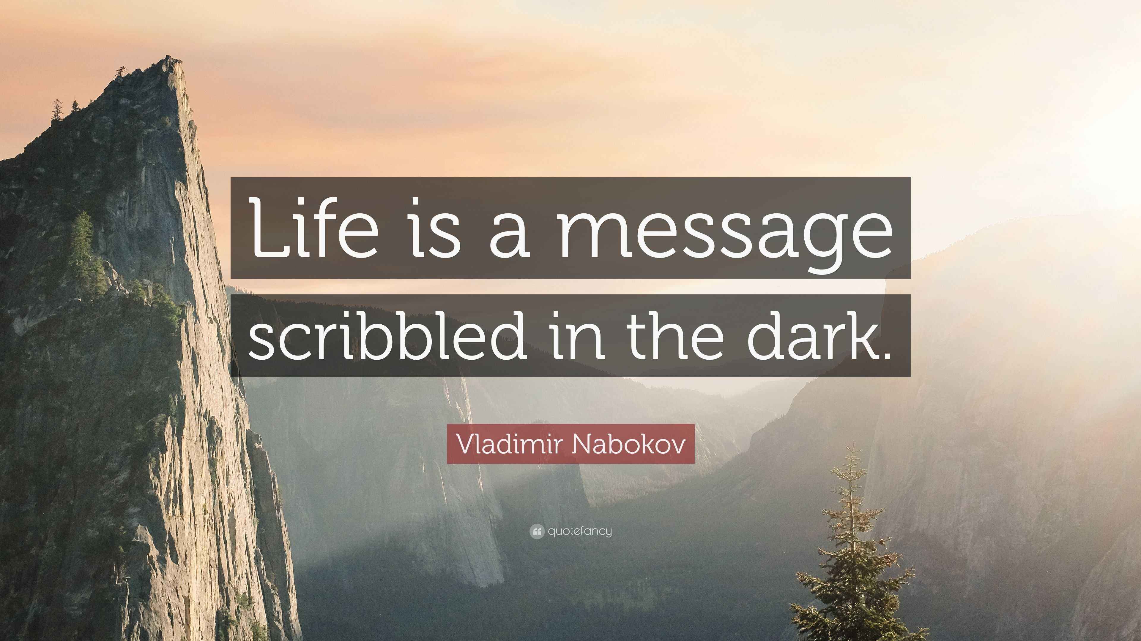 Vladimir Nabokov Quote: “Life is a message scribbled in the dark.”