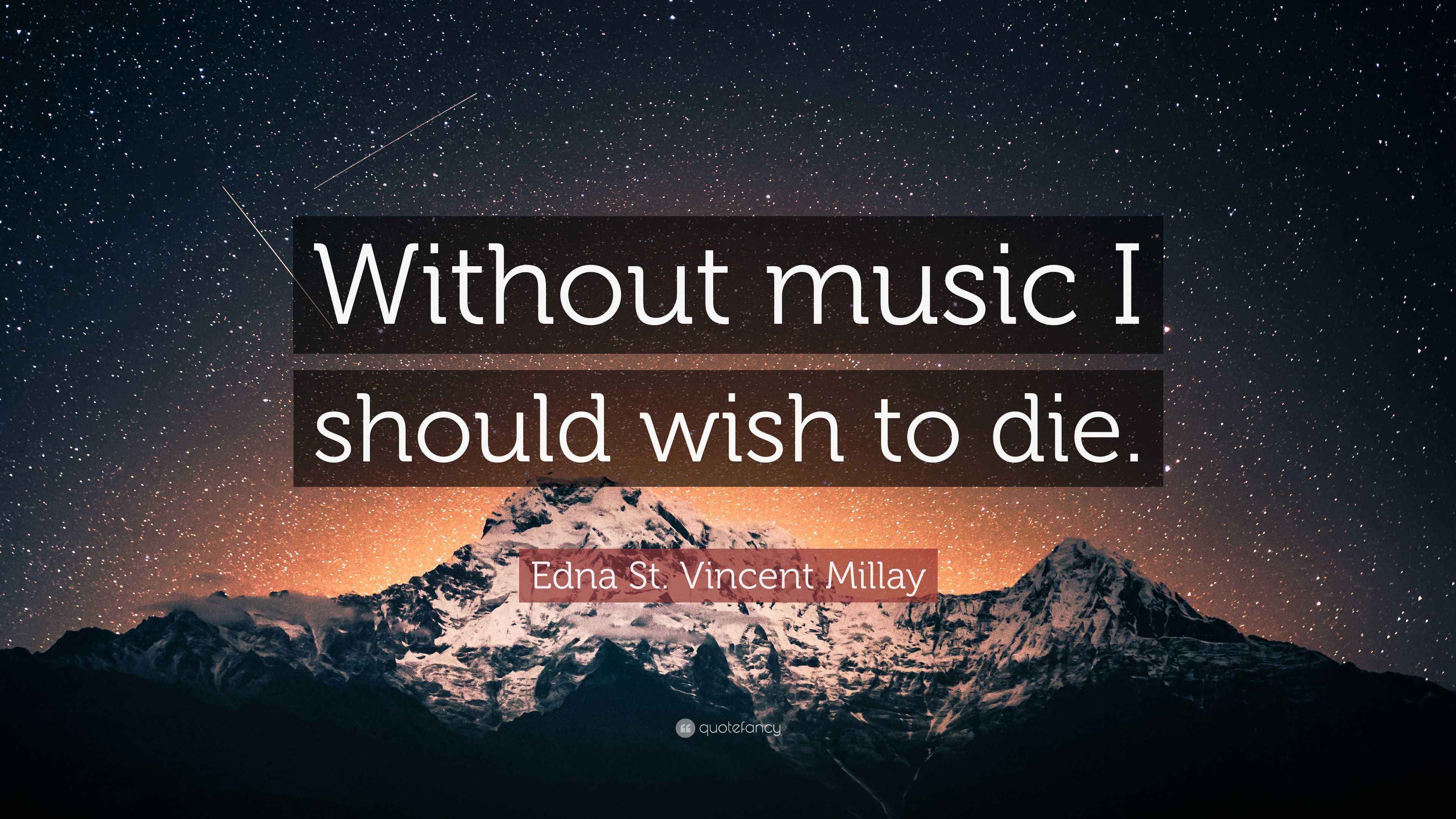 Edna St. Vincent Millay Quote: “Without music I should wish to die.”