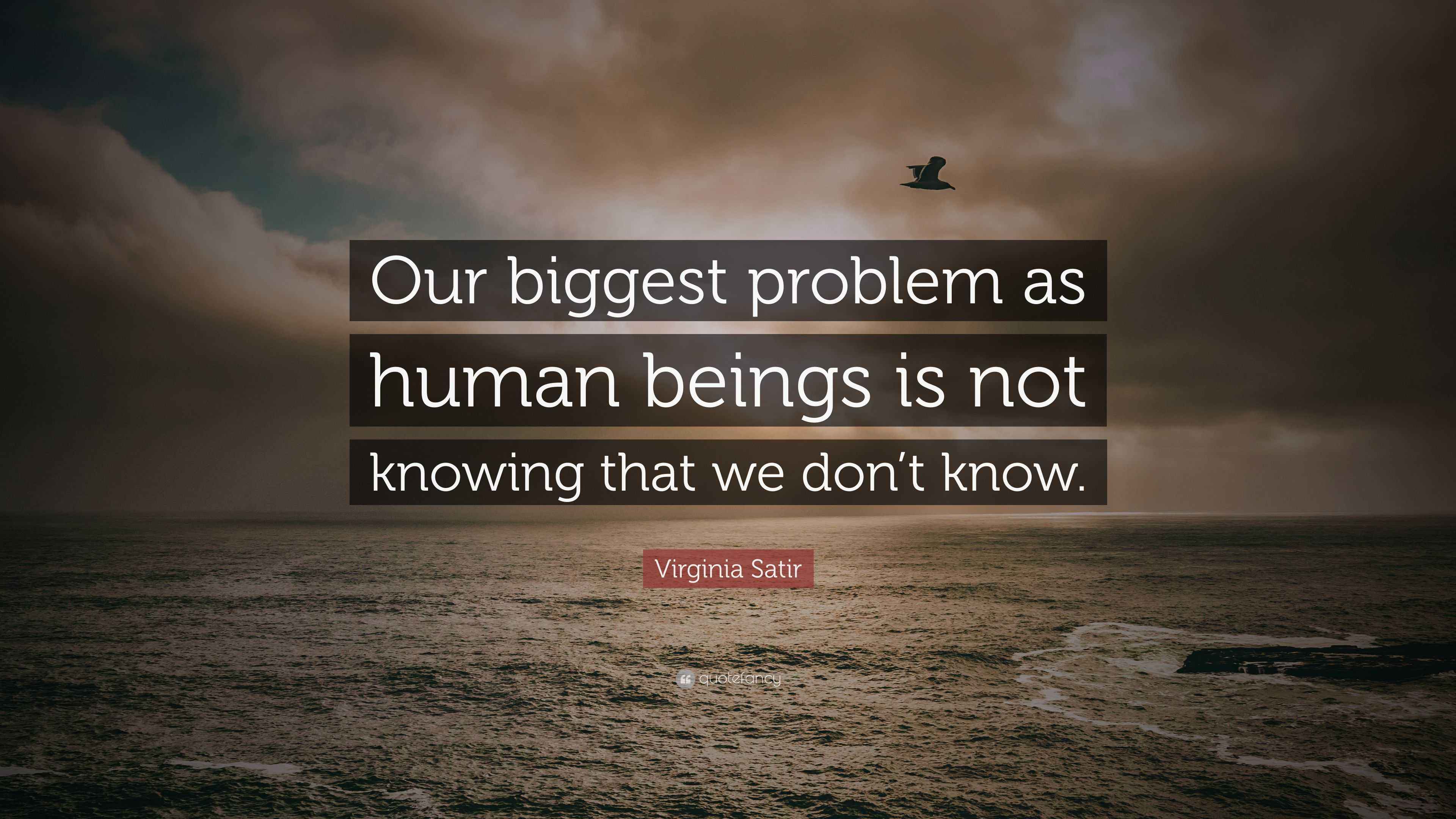 Virginia Satir Quote: “Our biggest problem as human beings is not ...