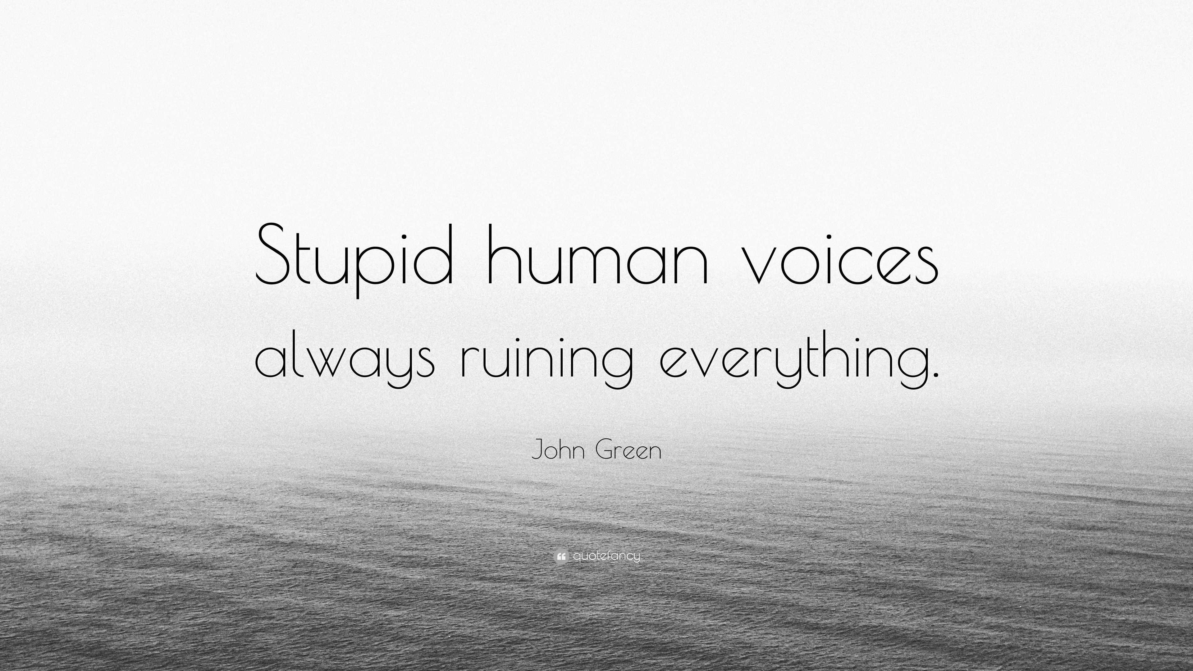 John Green Quote: “Stupid human voices always ruining everything.”