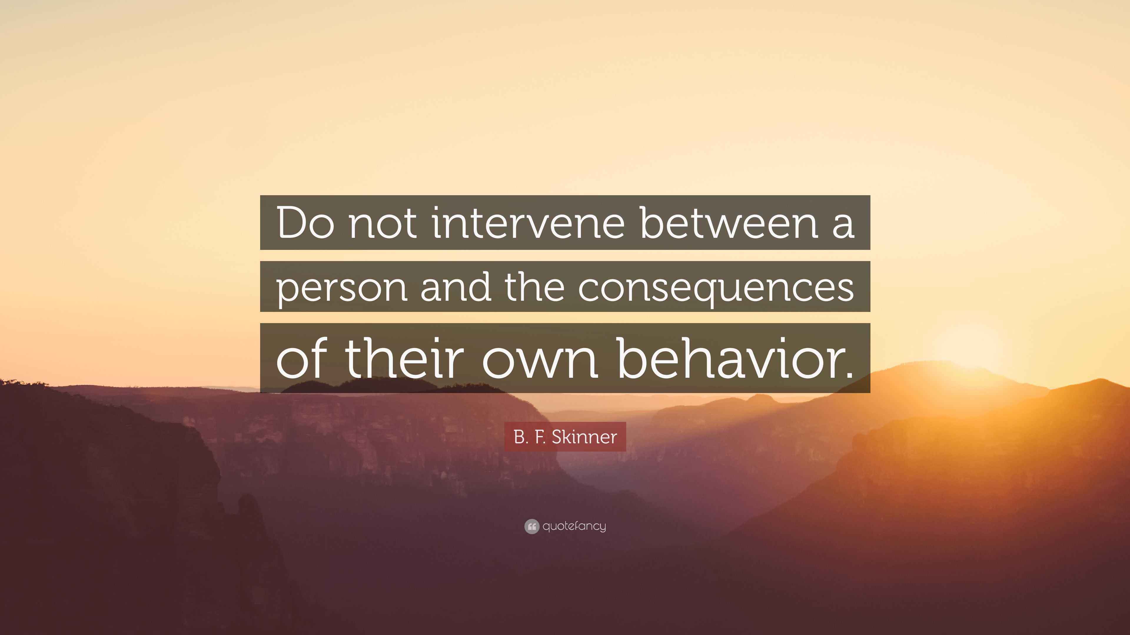 B. F. Skinner Quote: “Do not intervene between a person and the ...