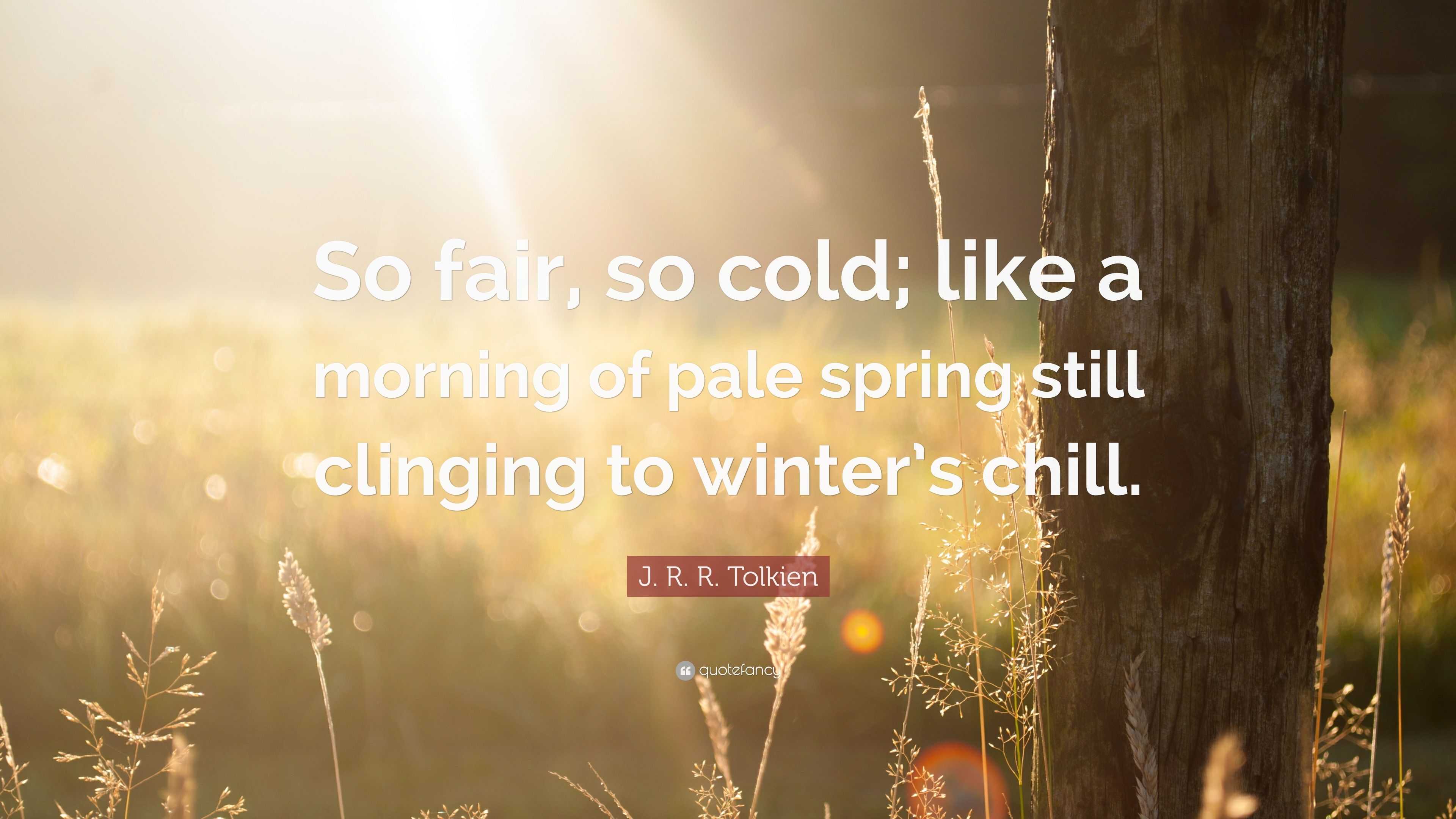 J. R. R. Tolkien Quote: “So fair, so cold; like a morning of pale ...