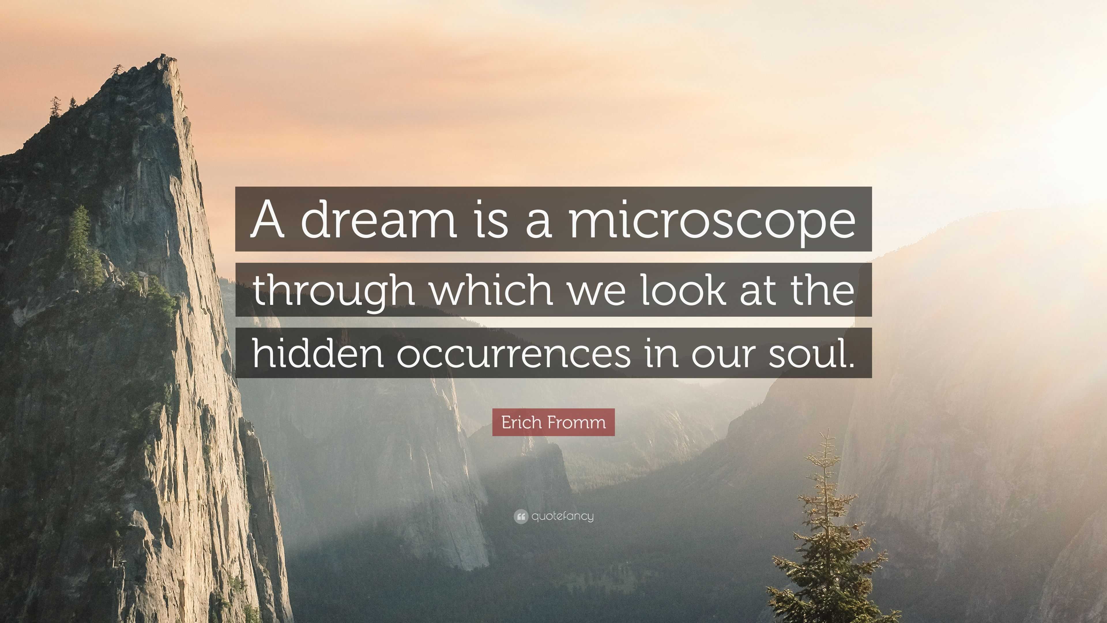 Erich Fromm Quote: “A dream is a microscope through which we look at ...