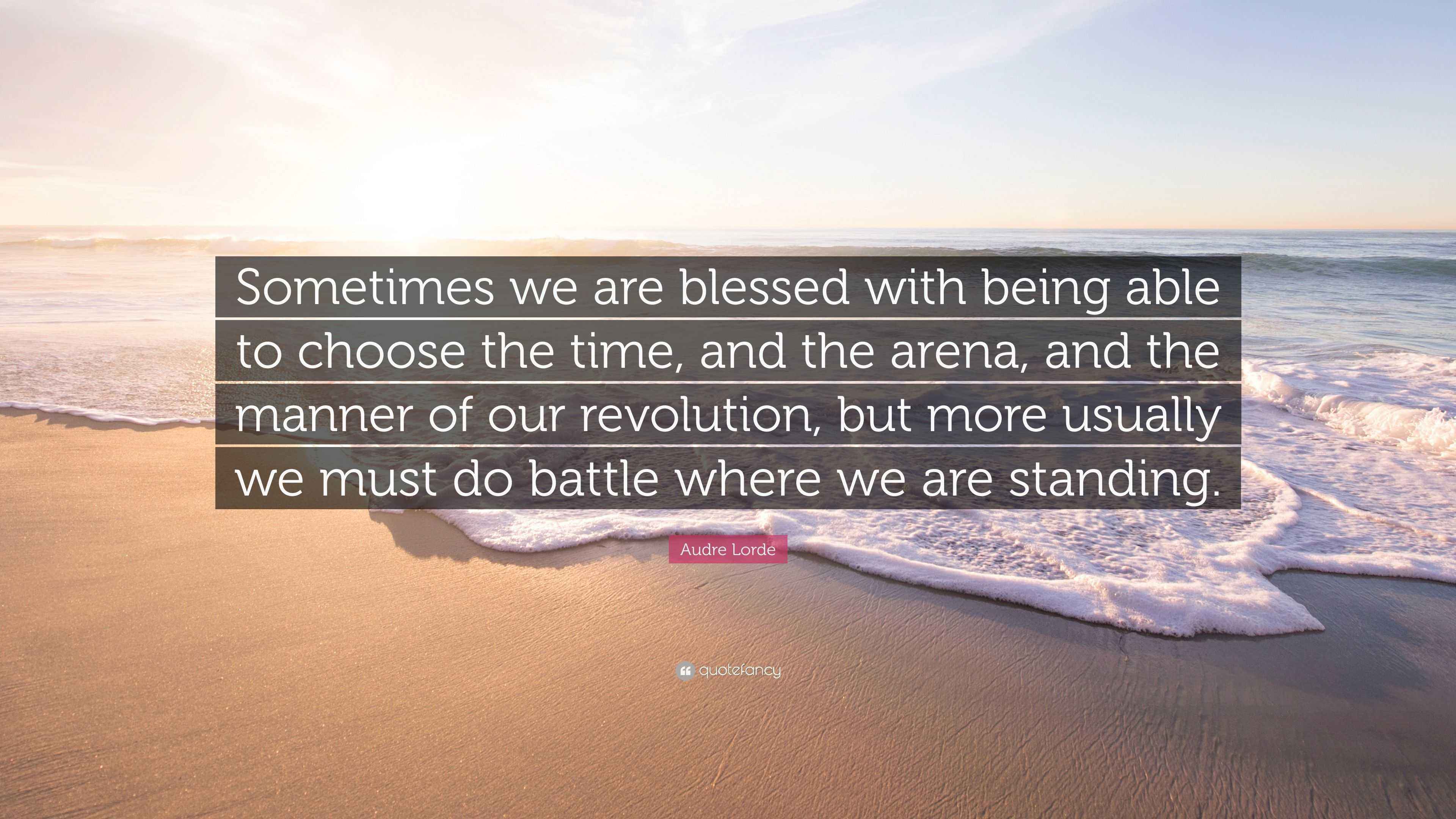 Audre Lorde Quote: “Sometimes we are blessed with being able to choose ...