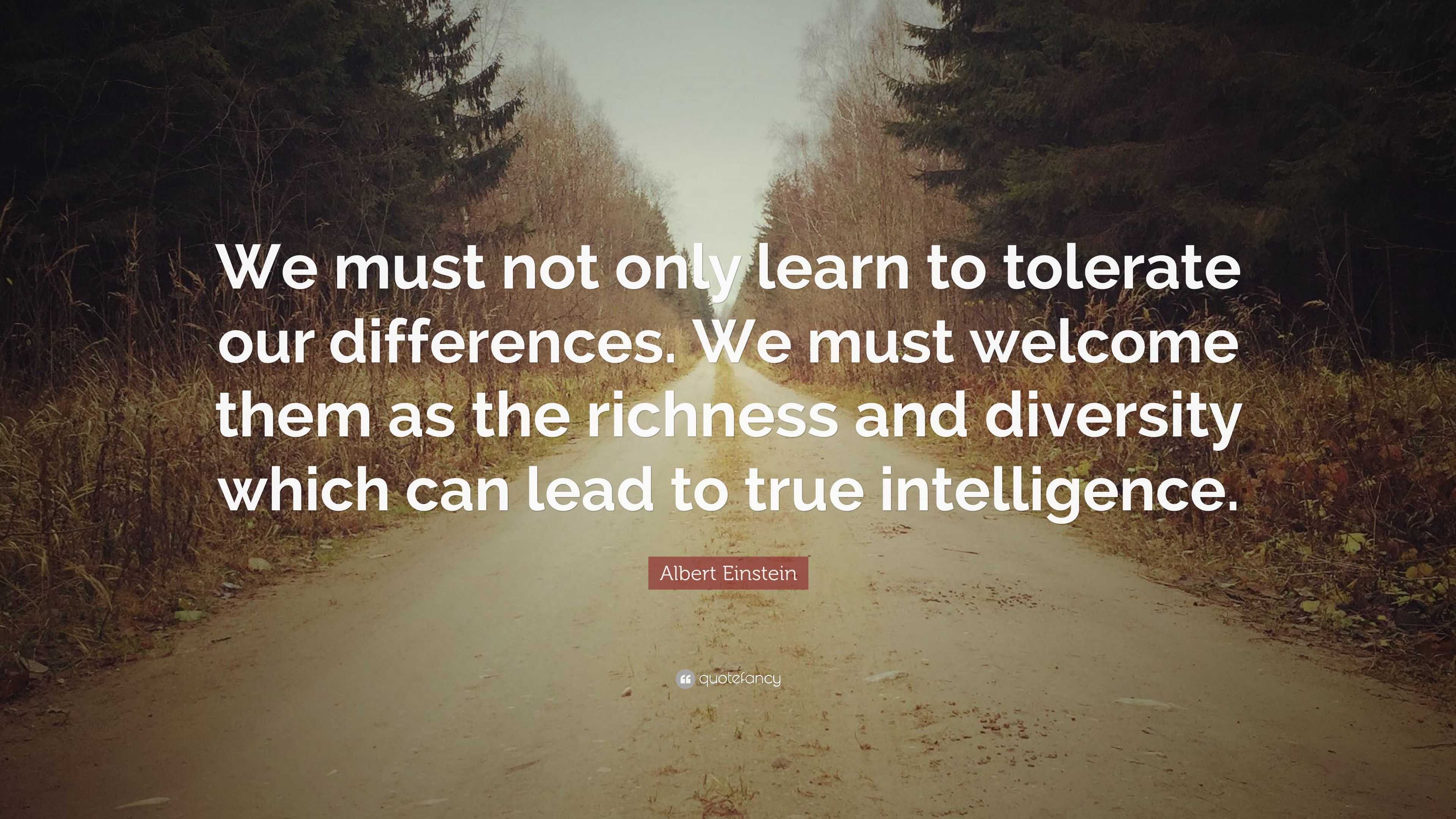 Albert Einstein Quote: “We must not only learn to tolerate our ...