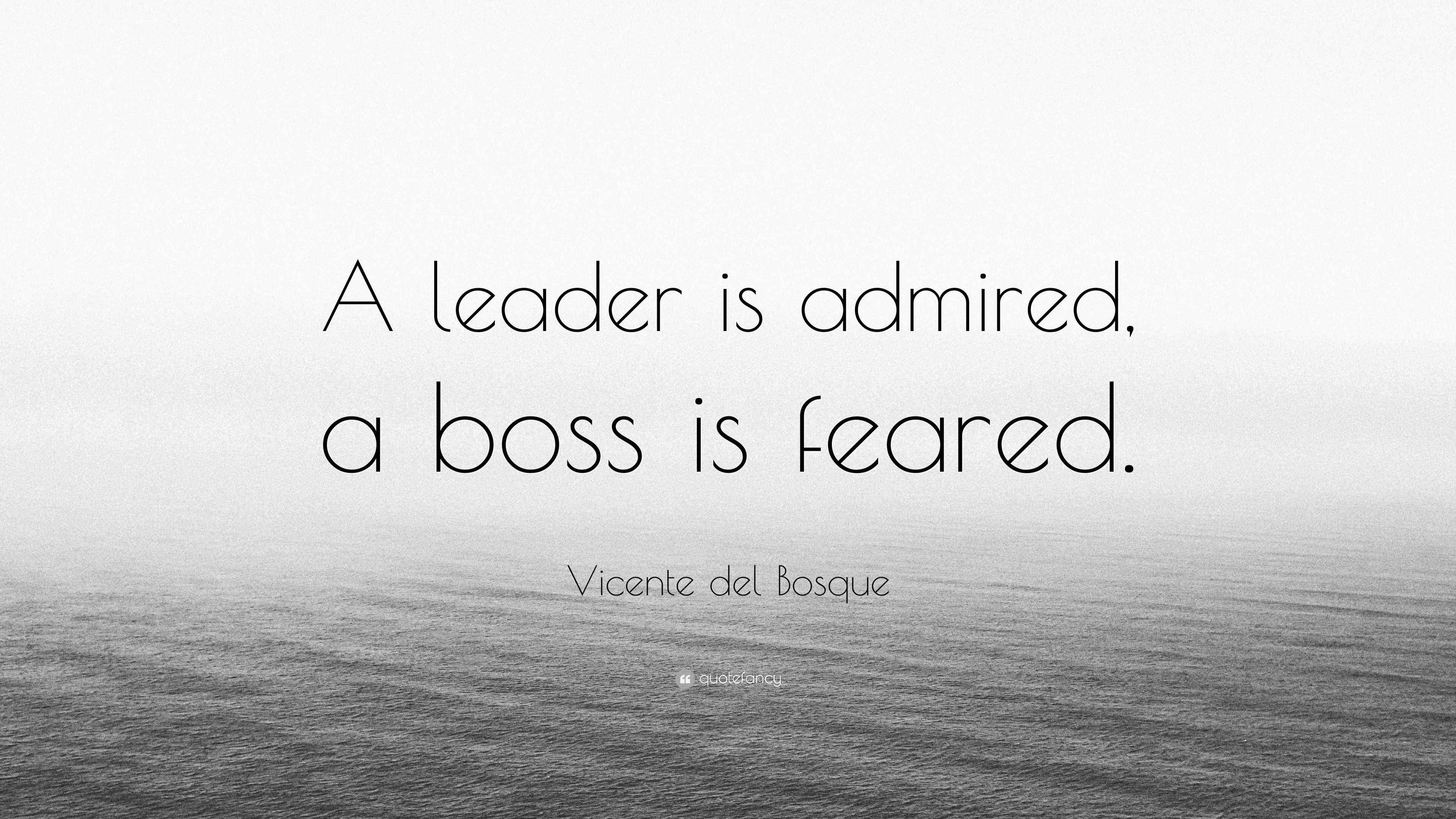 Vicente del Bosque Quote: “A leader is admired, a boss is feared.”
