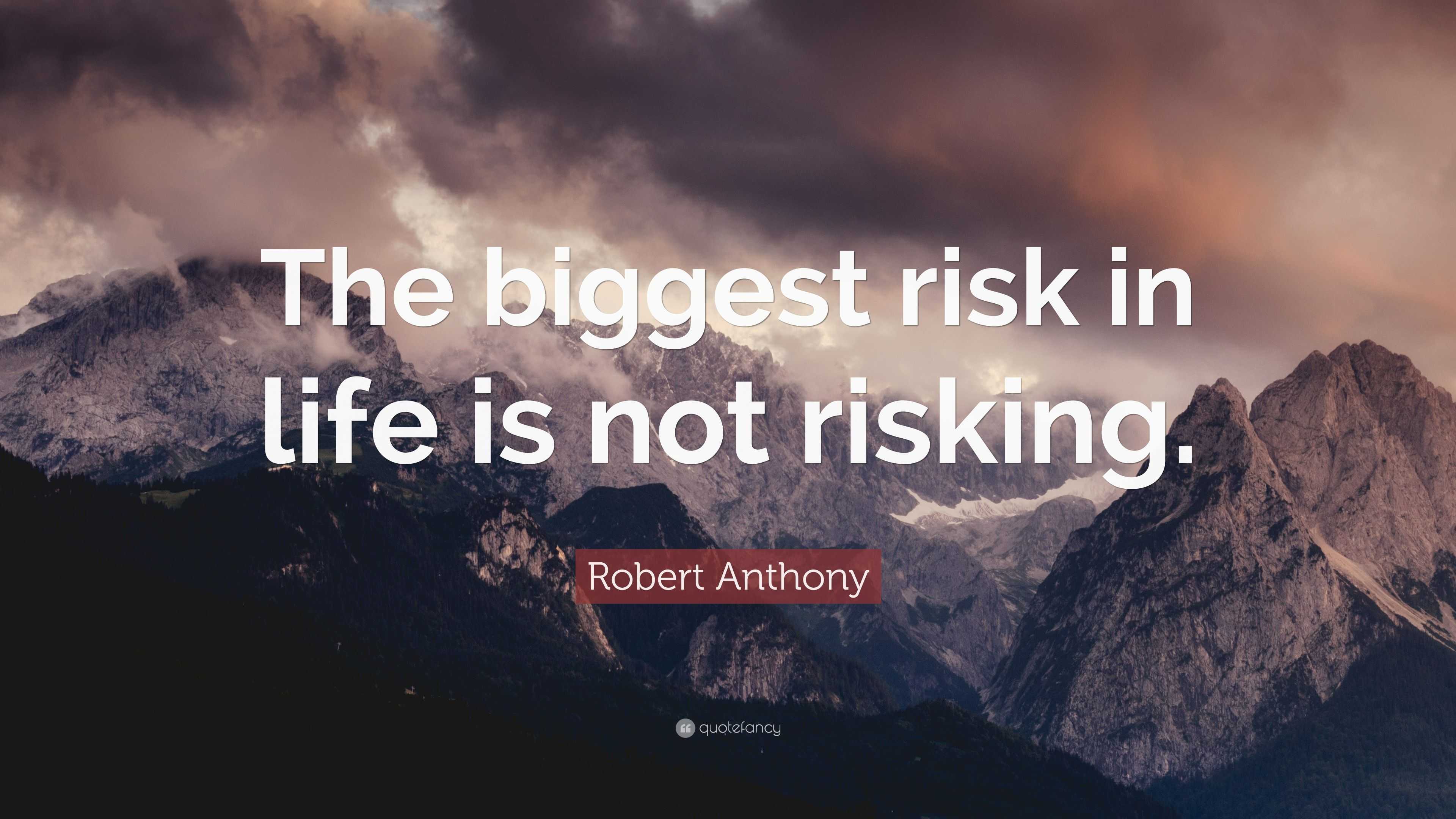 Robert Anthony Quote: “The biggest risk in life is not risking.”