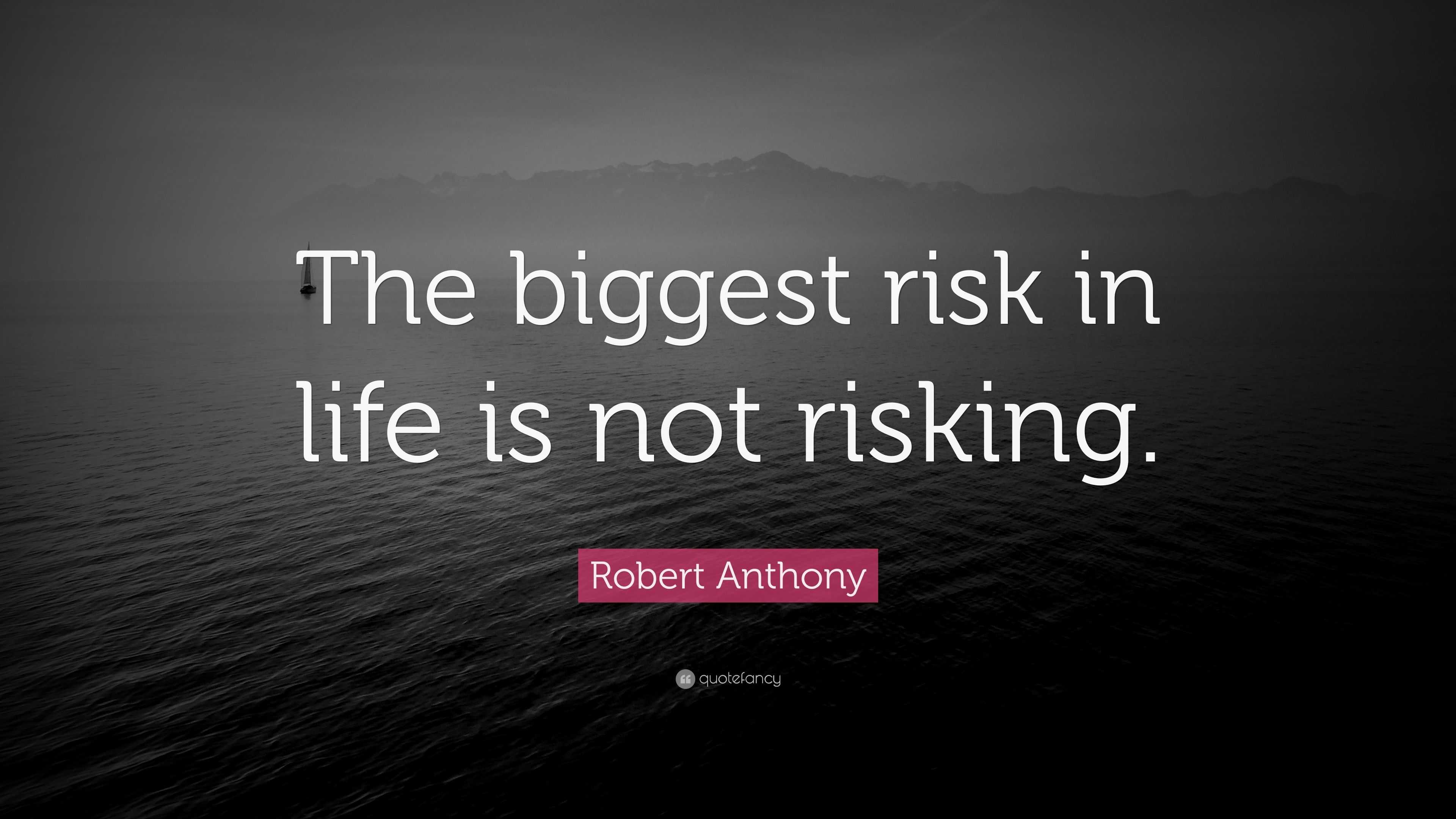 Robert Anthony Quote: “The biggest risk in life is not risking.”