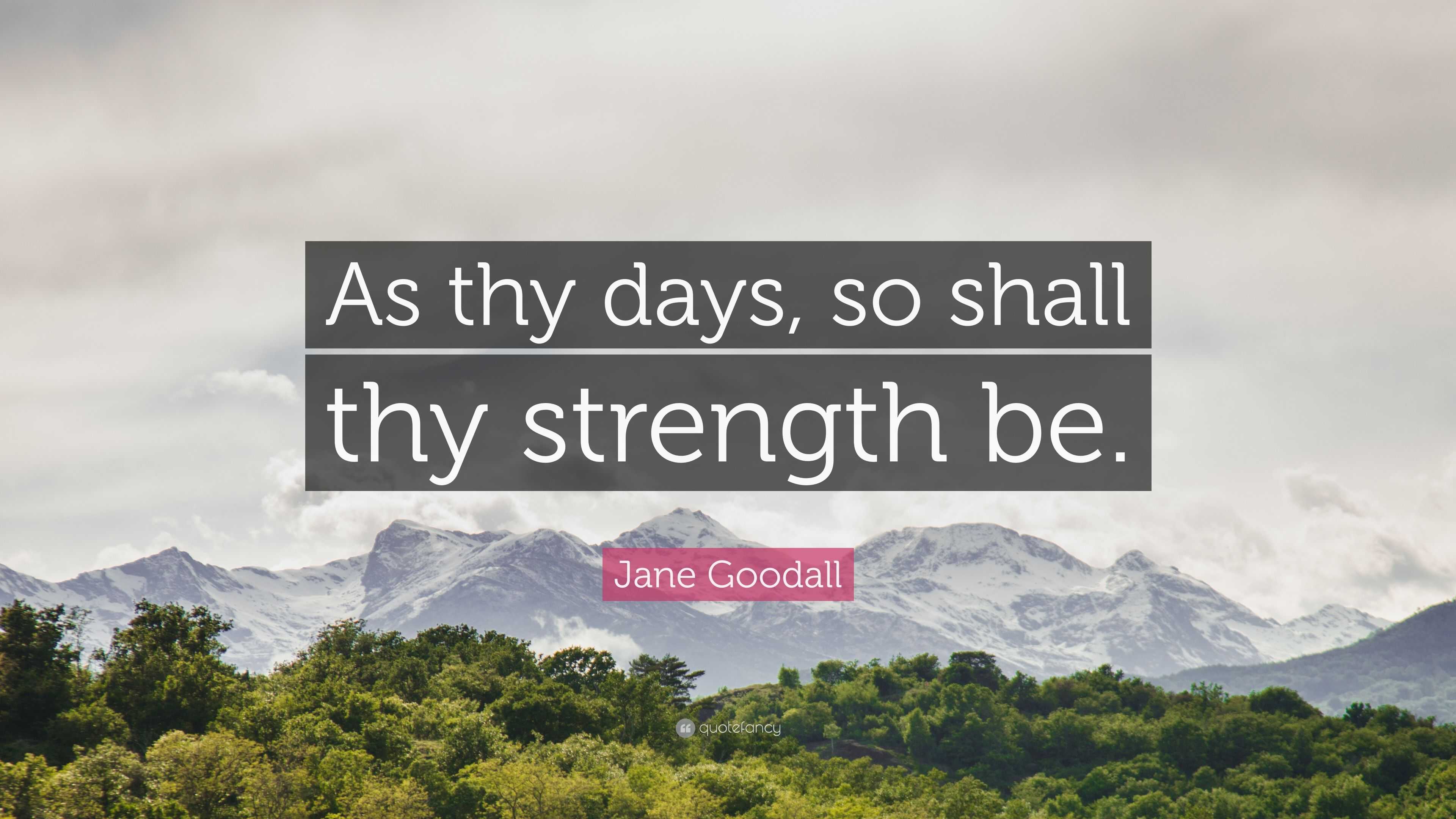 Jane Goodall Quote: “As thy days, so shall thy strength be.”